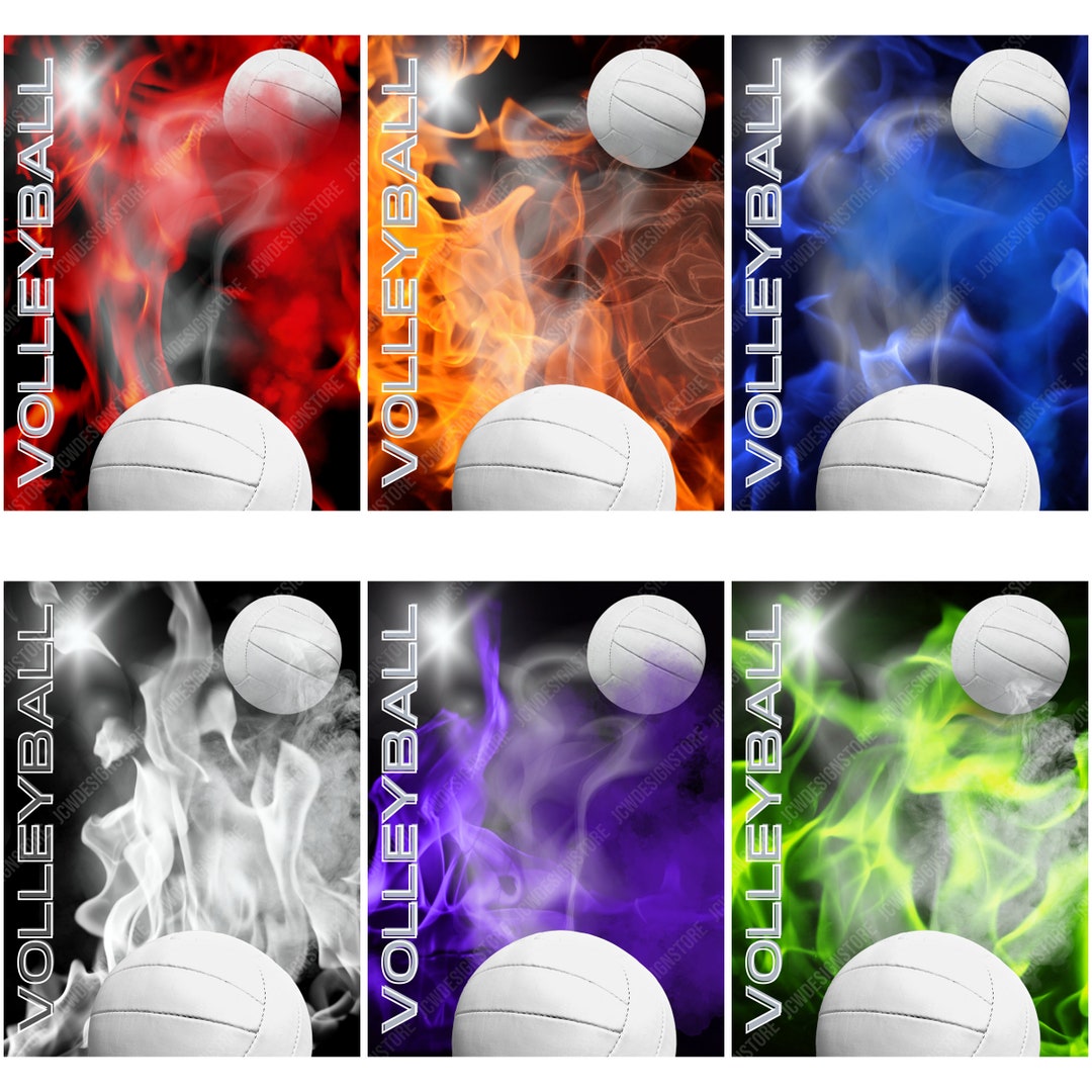 Volleyball Fire Digital Background 18x24 | Sports Poster Backdrop ...