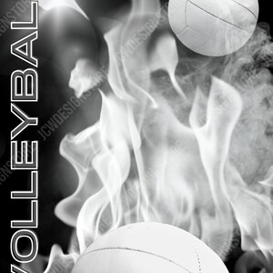 Volleyball Fire Digital Background 18x24 | Sports Poster Backdrop ...