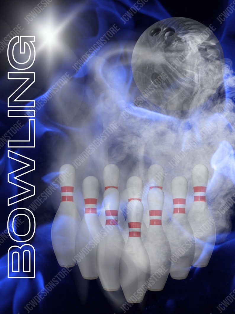 Bowling Fire Digital Background 18x24 | Sports Poster Backdrop | Senior ...
