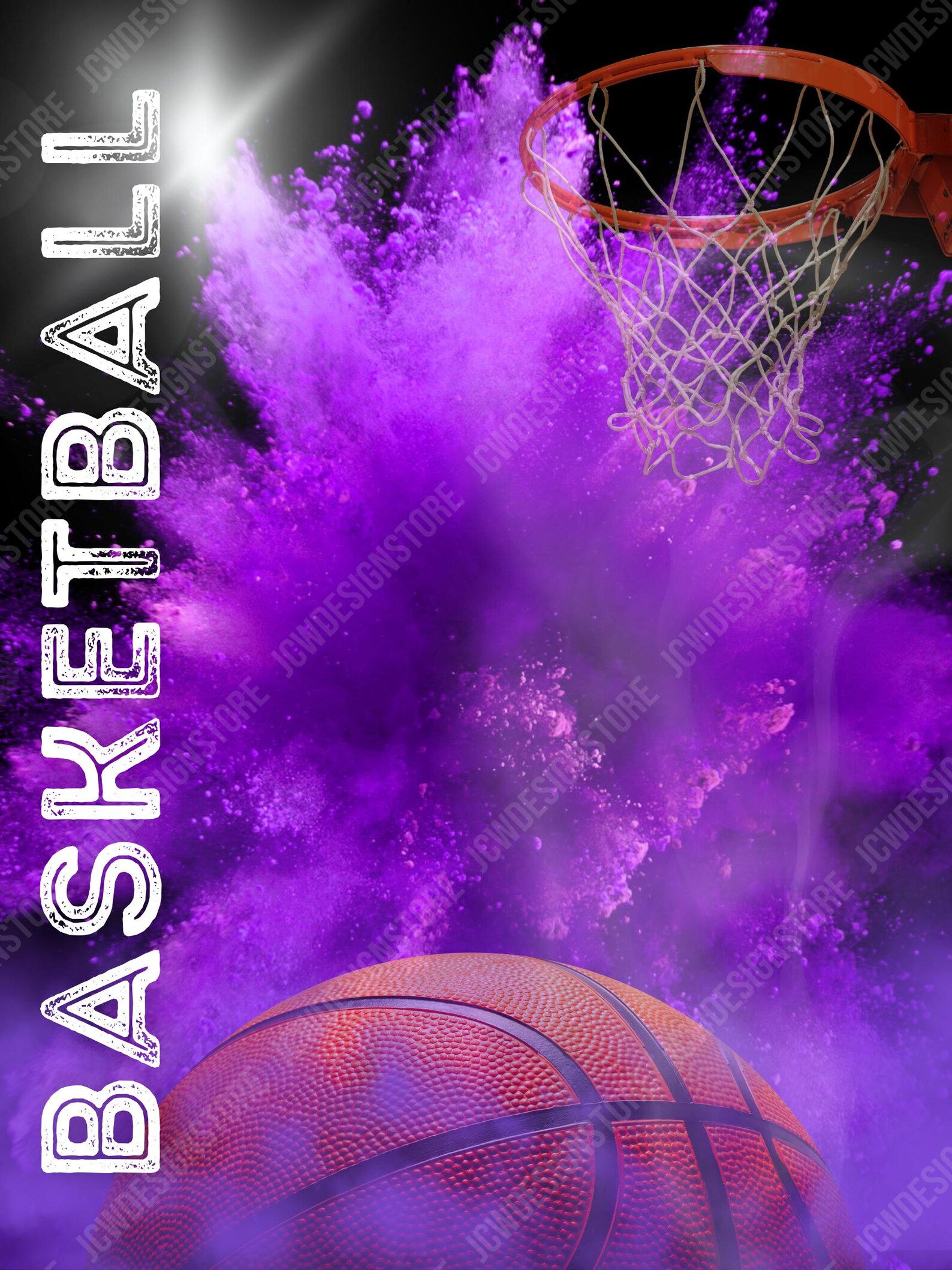 Basketball Powder Digital Background 18x24 | Sports Poster Backdrop ...