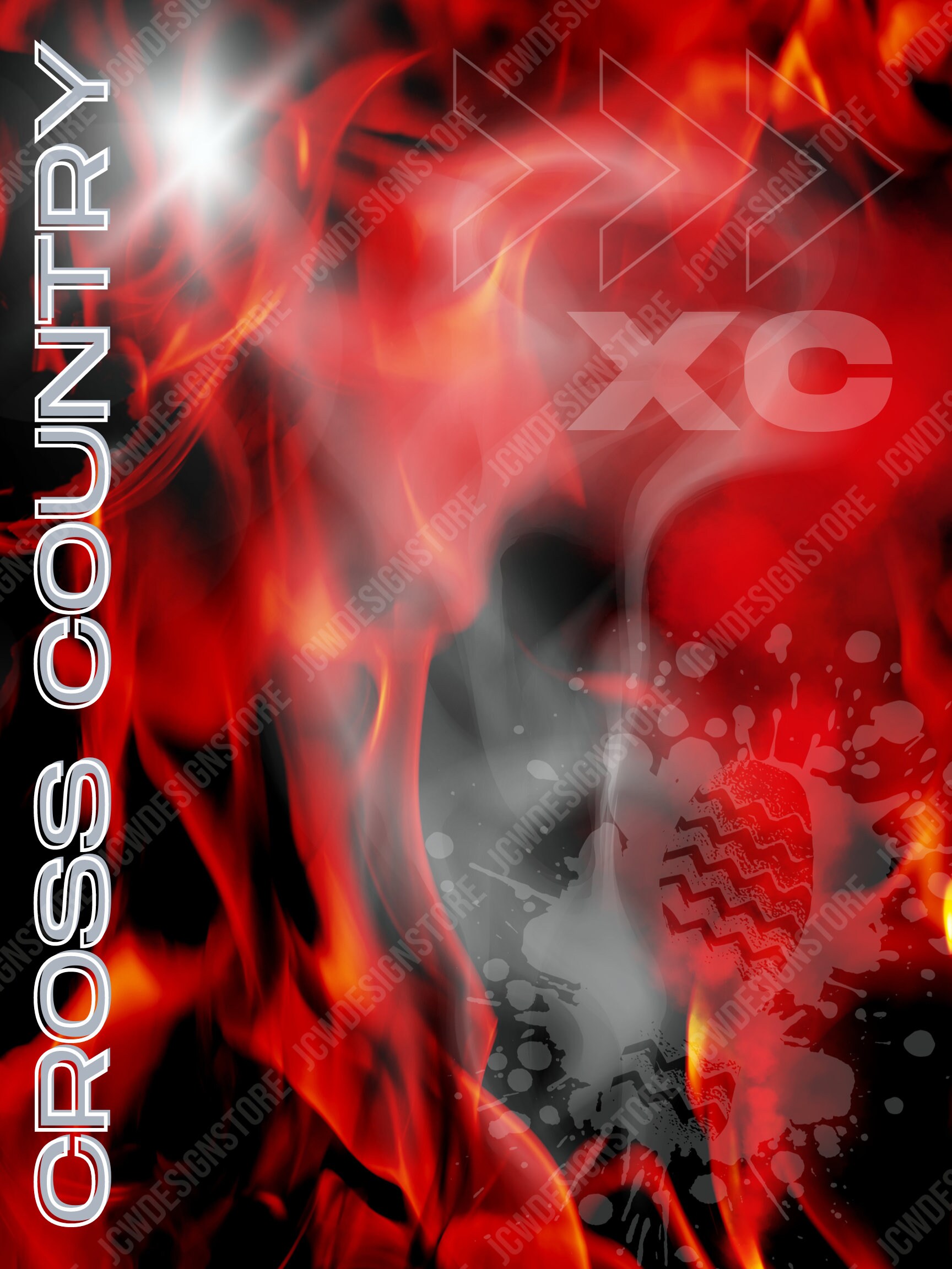 Cross Country Fire Digital Background 18x24 | Sports Poster Backdrop ...