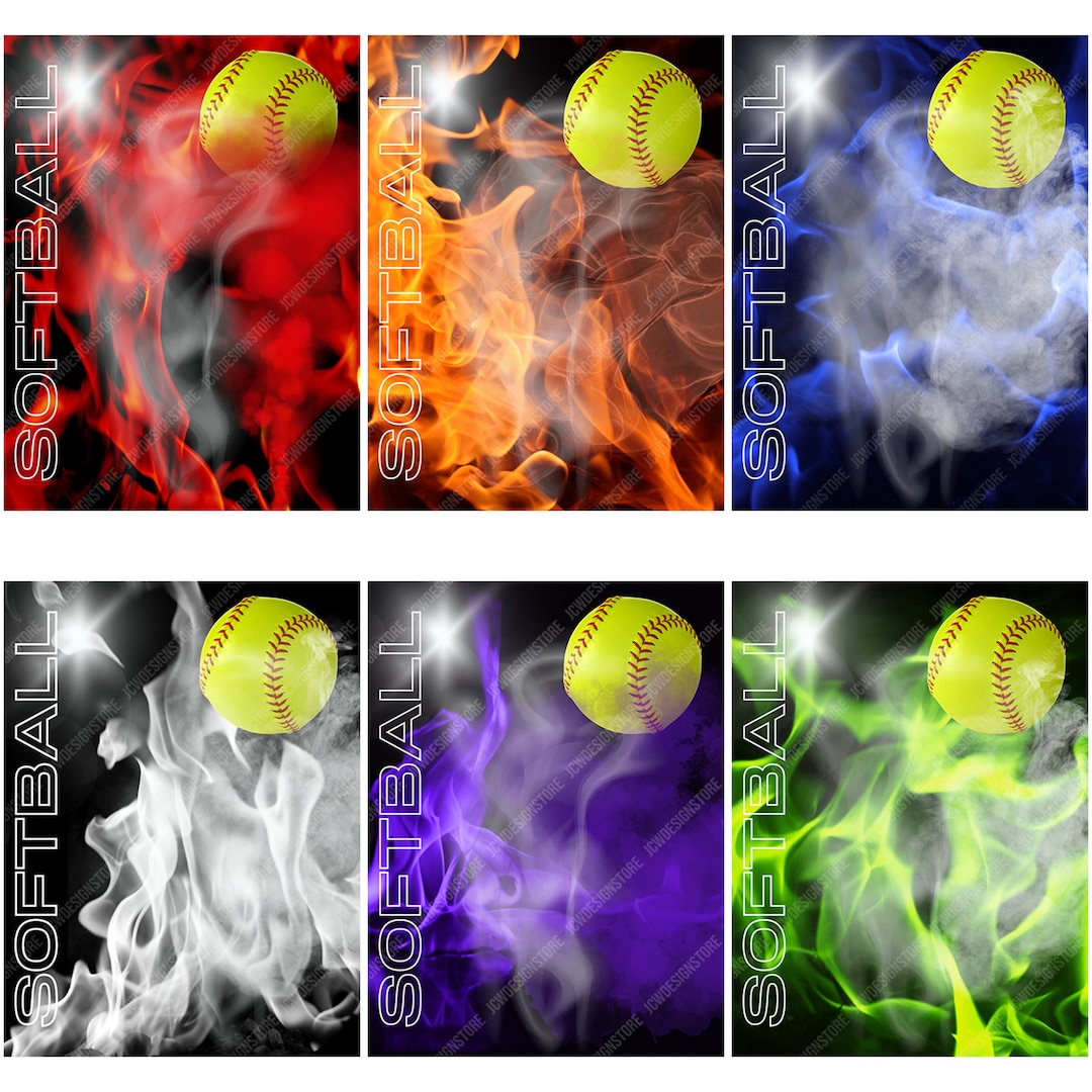 Softball Fire Digital Background 18x24 | Sports Poster Backdrop ...