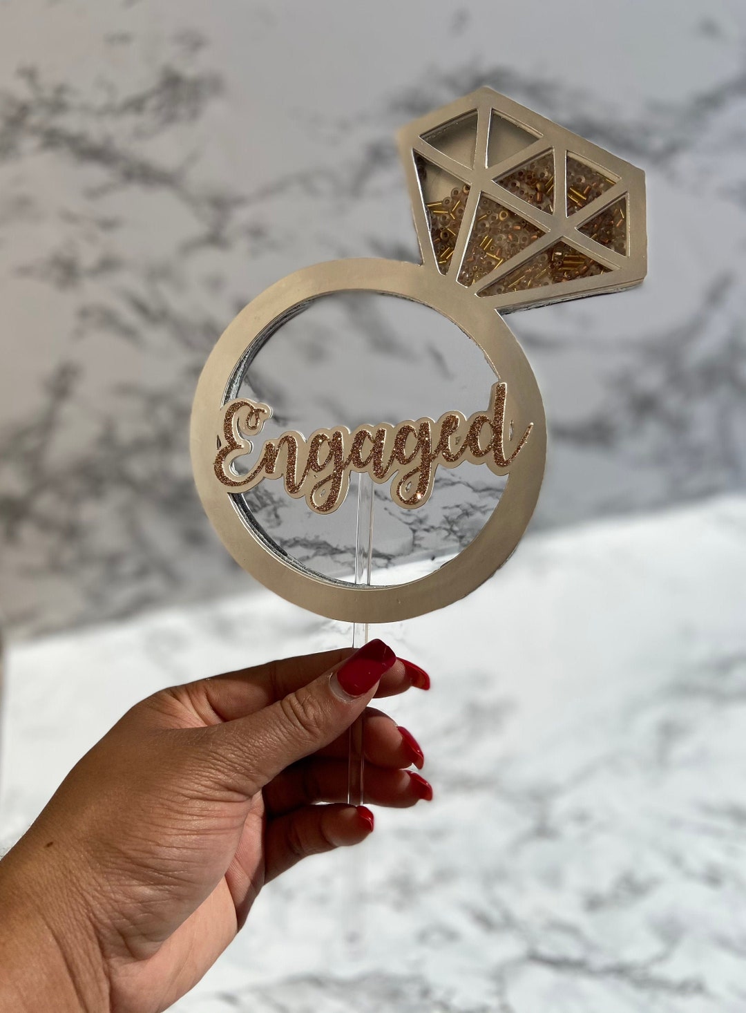 Engagement Ring Cake Topper, We're Engaged, Bridal Shower Cake ...