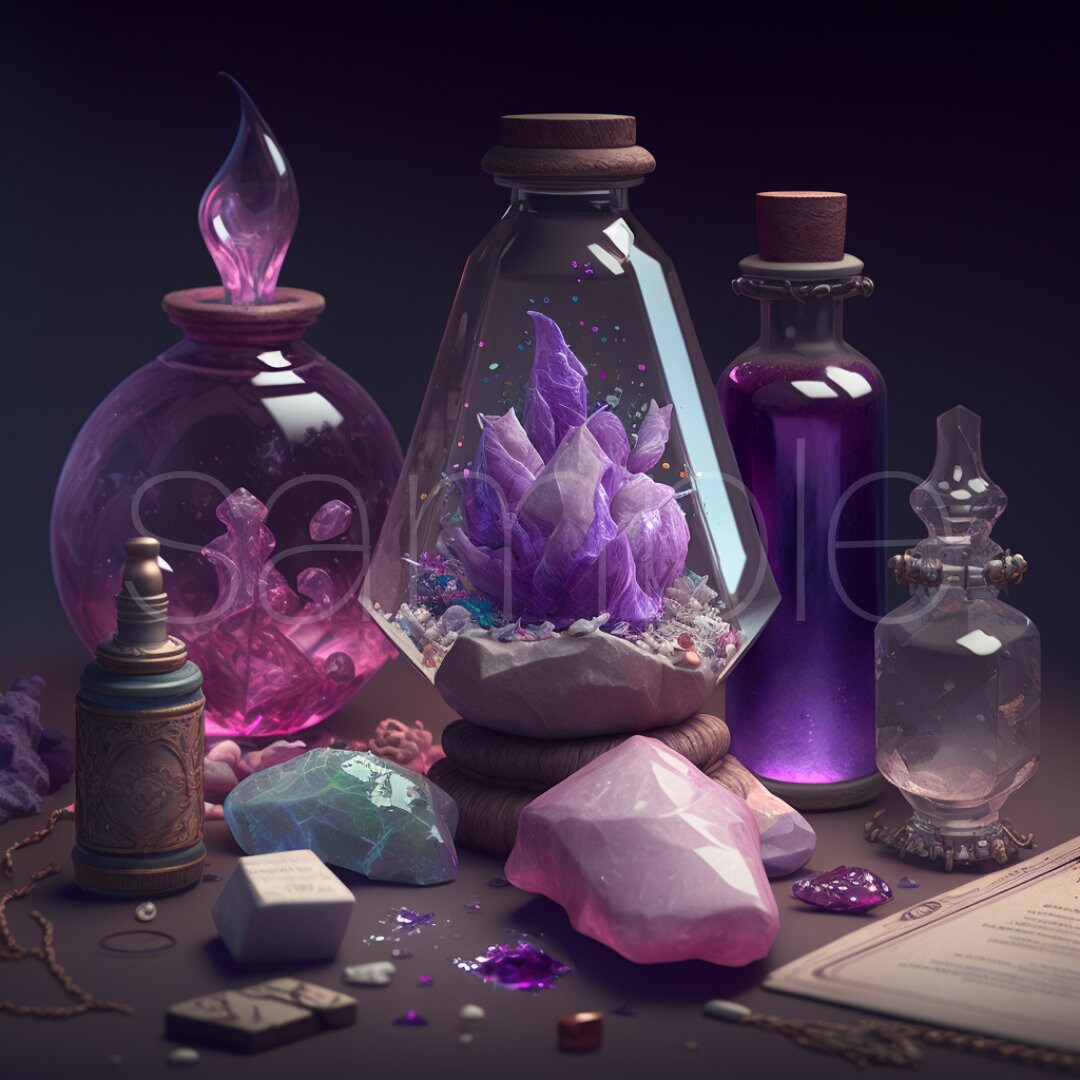 Crystal Digital Art Crystal Potions 4 Art Pieces/files - Etsy