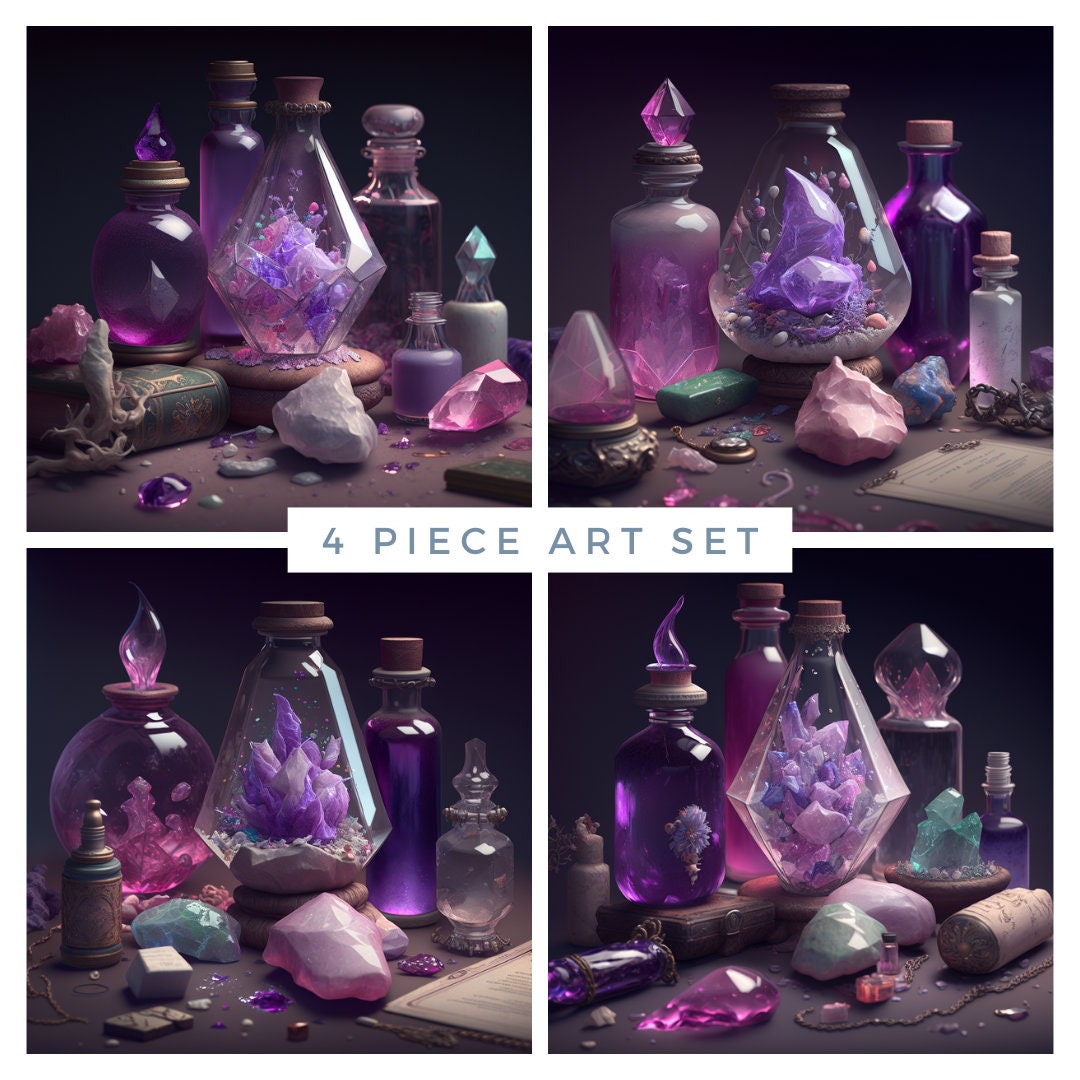 Crystal Digital Art - Crystal Potions - 4 Art Pieces/files! - Etsy