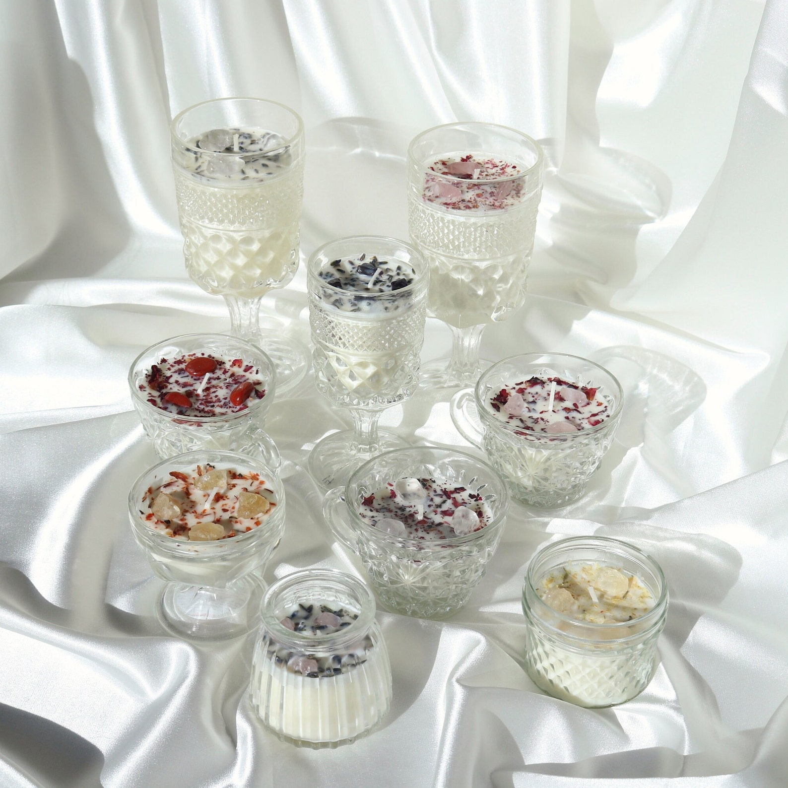 Crystal Candles - Antique Glass Soy Wax Essential Oils & Flowers! for ...