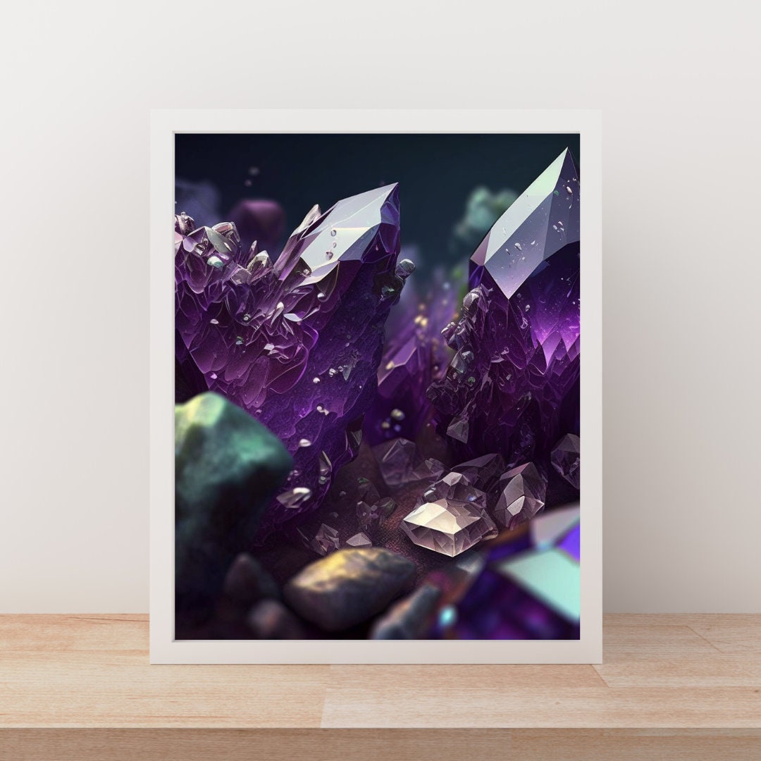 Crystal Digital Art - Amethyst & Rose Quartz - 5 Art Pieces/files! - Etsy