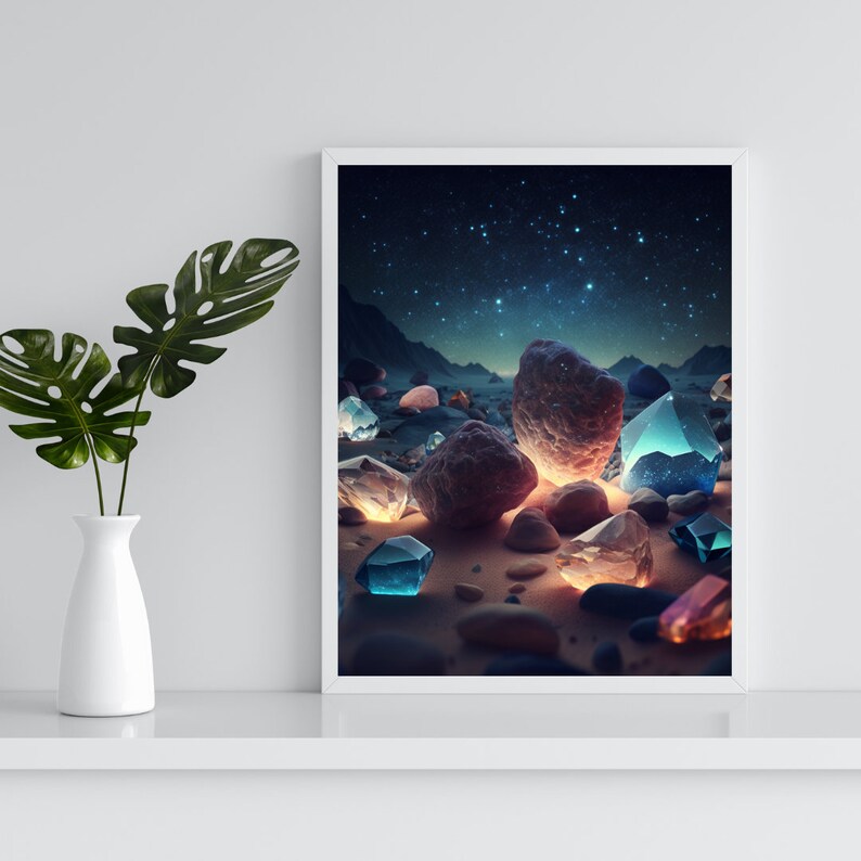 Crystal Stones Digital Art - Starry Night - Etsy