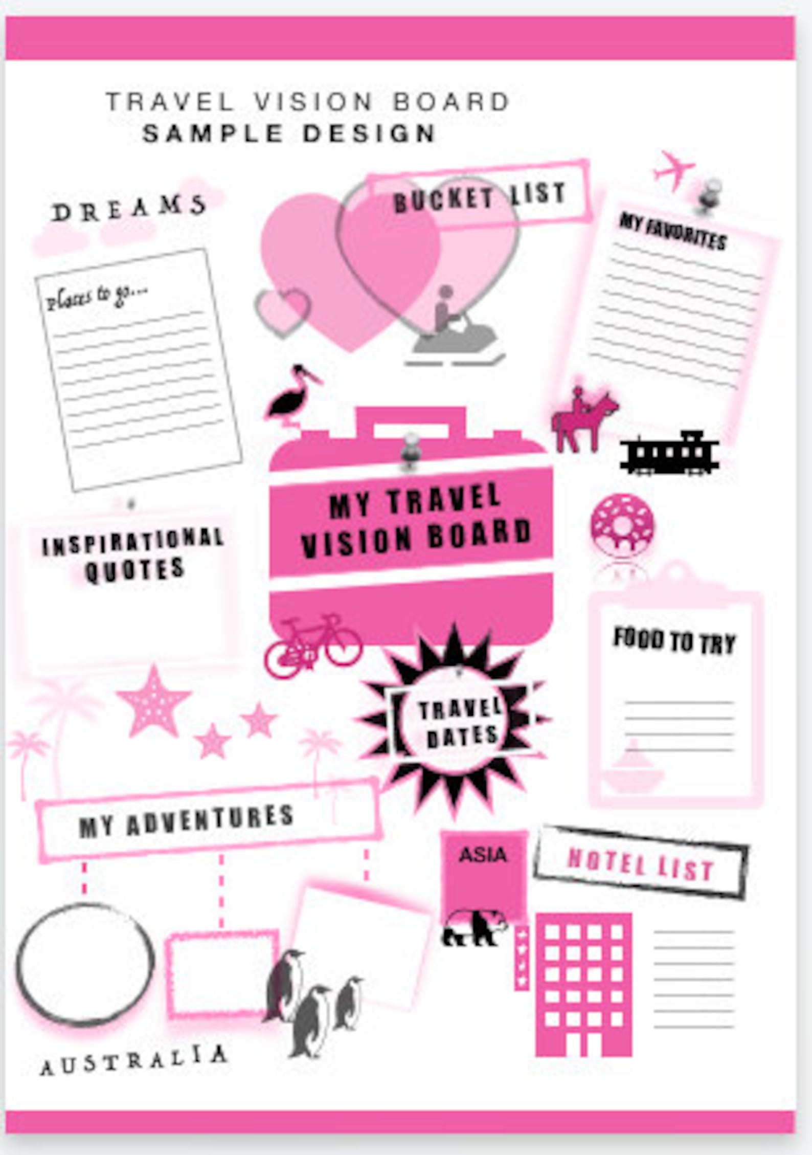 Travel Vision Board Vision Board Template Dream - Etsy España