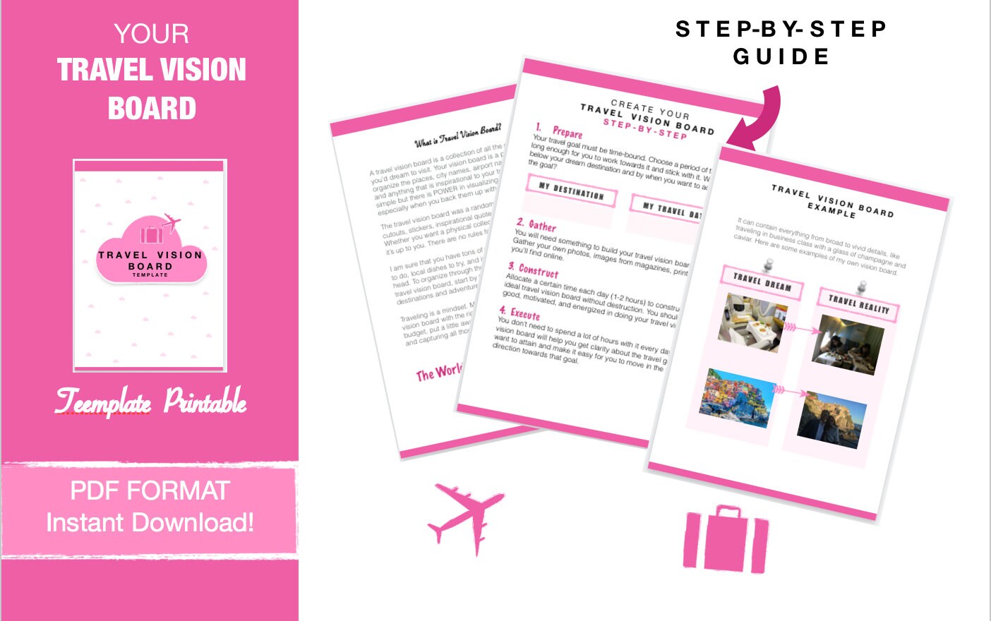 Travel Vision Board Vision Board Template Dream - Etsy España