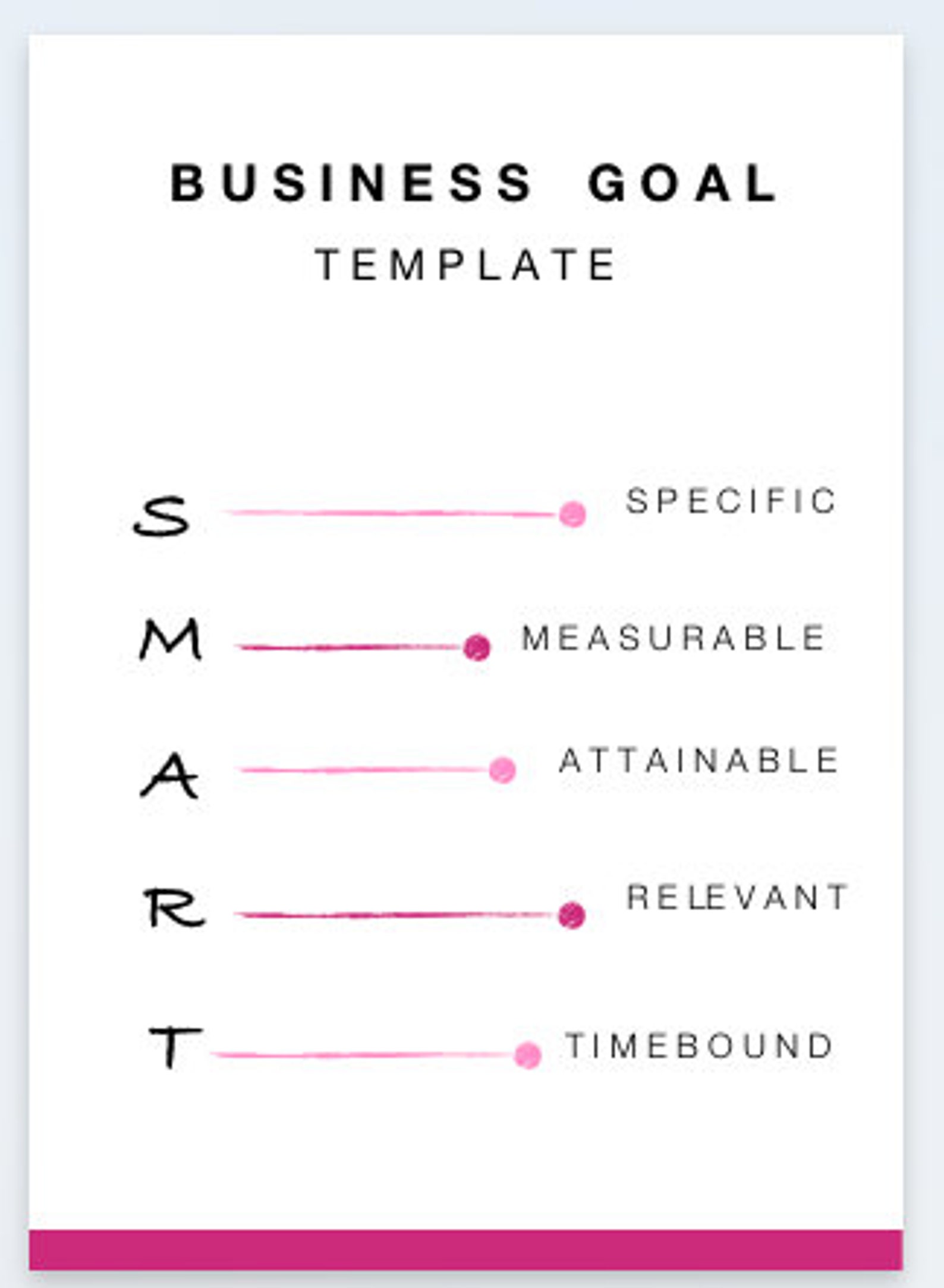Business Goal Template, Business Goal Setting Worksheet, Business Goals ...