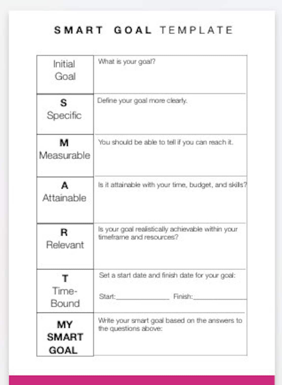 Business Goal Templates Digital Download Printable Goal Tracker ...