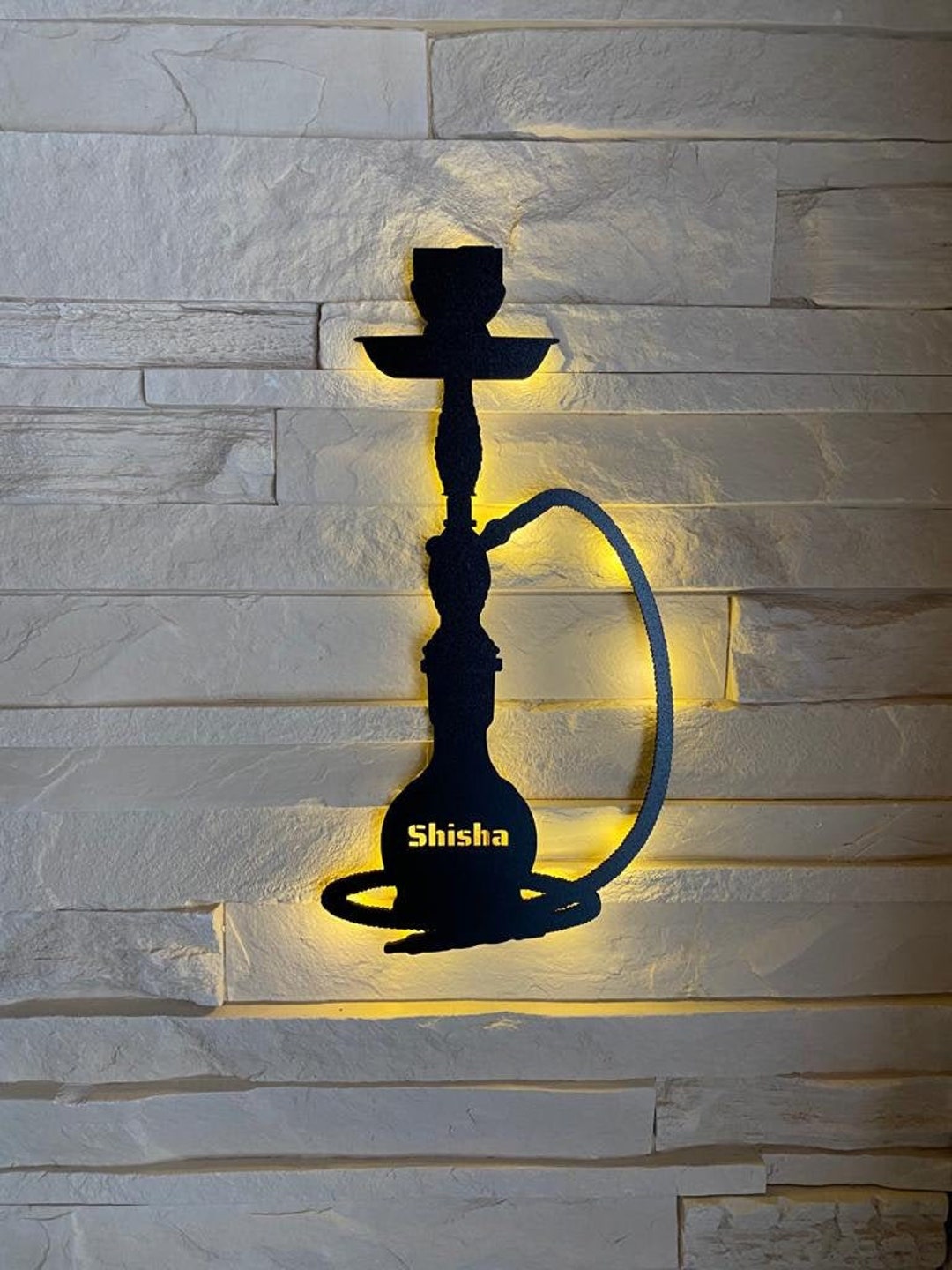 Shisha Water Pipe Hookah Decoration Black Wood Mdf Led Individual Gifts ...