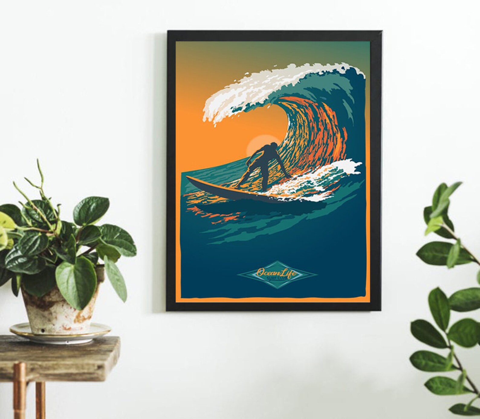 Ocean Life Surf Club Retro Surf Poster Retro Art Poster Etsy