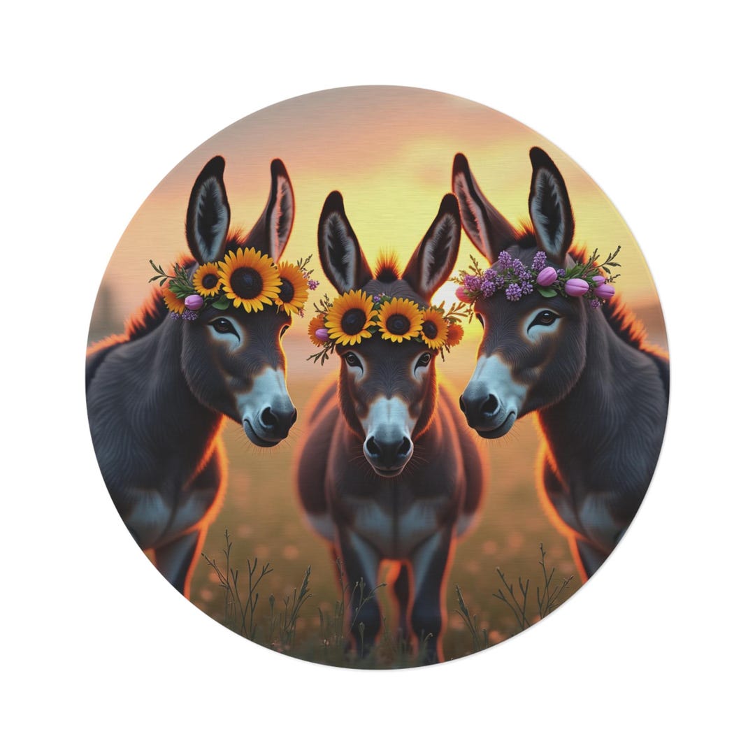 Oatman Burros Sanctuary Donkey Trio Round Rug - Etsy