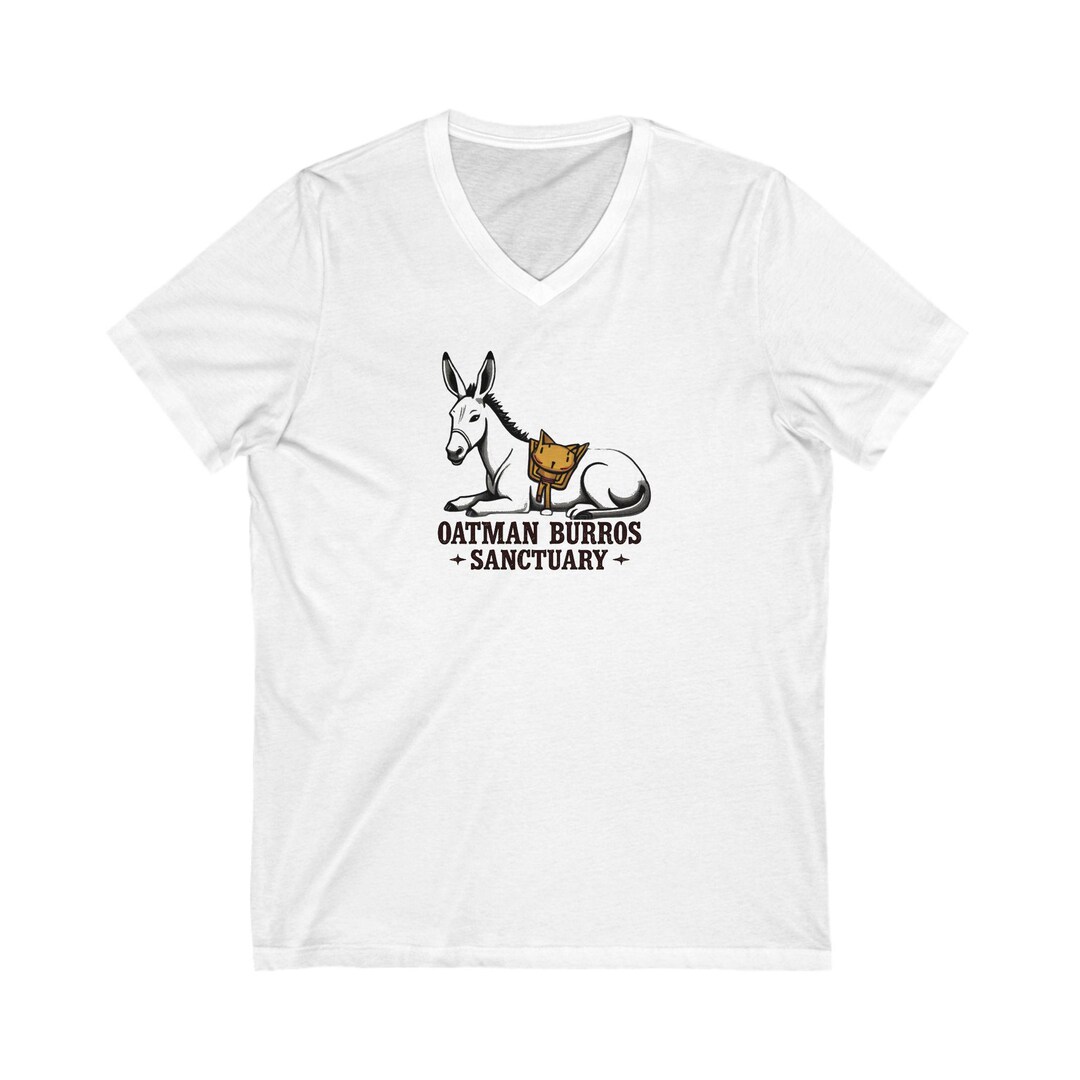 Oatman Burros Sanctuary Resting Burro Unisex Jersey Short Sleeve V-neck ...
