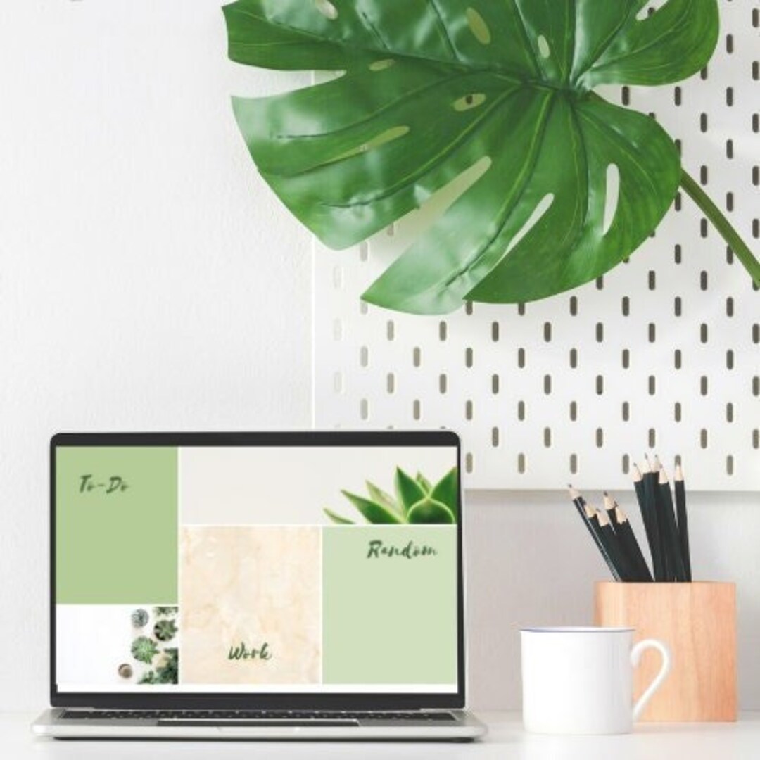 Desktop Organizer Wallpaper| Downloadable| Green Succulent Theme ...