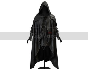 Handmade Black and Yellow Leather Hooded Cloak With Armour: Cosplay ...