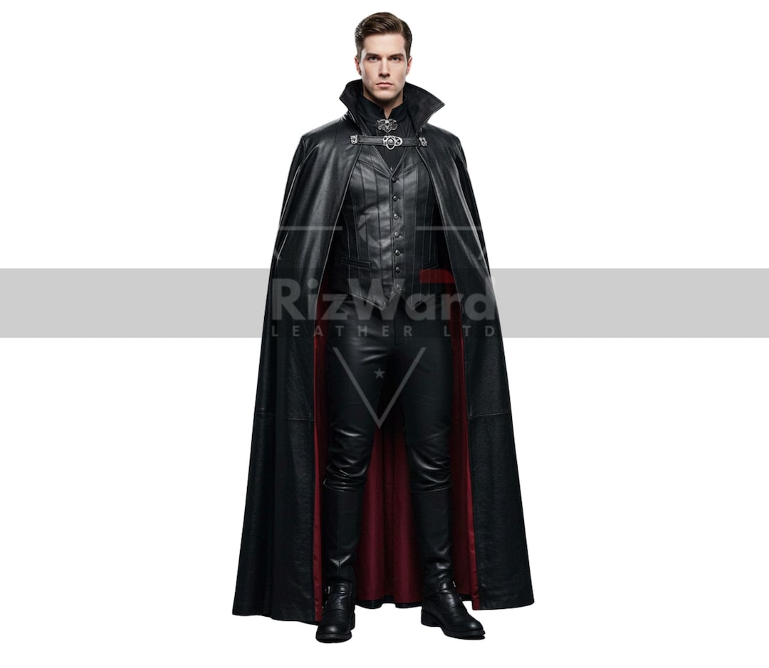 Regal Vampire Leather Cloak - Gothic Victorian Halloween Costume ...