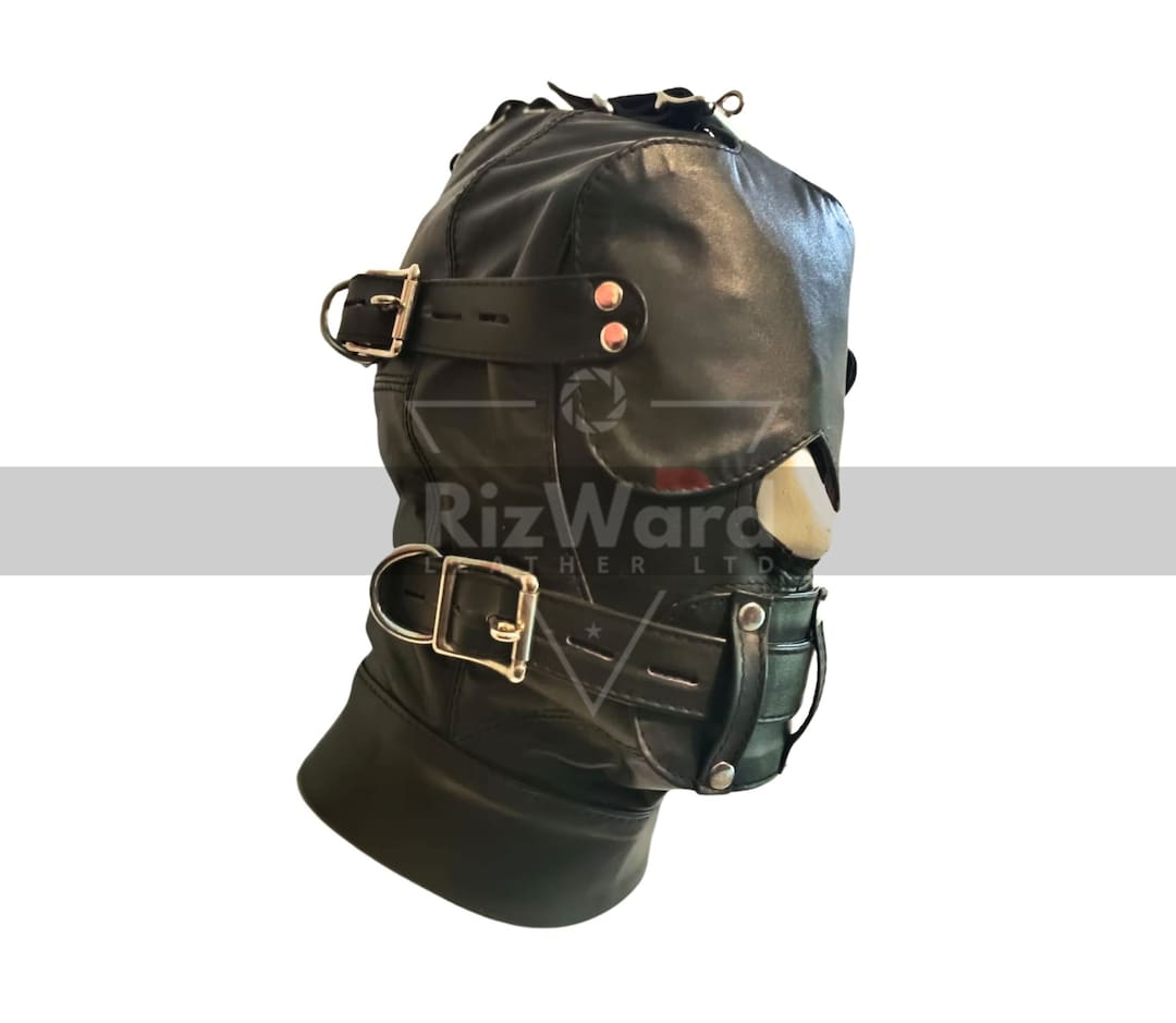 Total Lockdown Leather Bondage Mask Bondage Slave Face Mask With ...