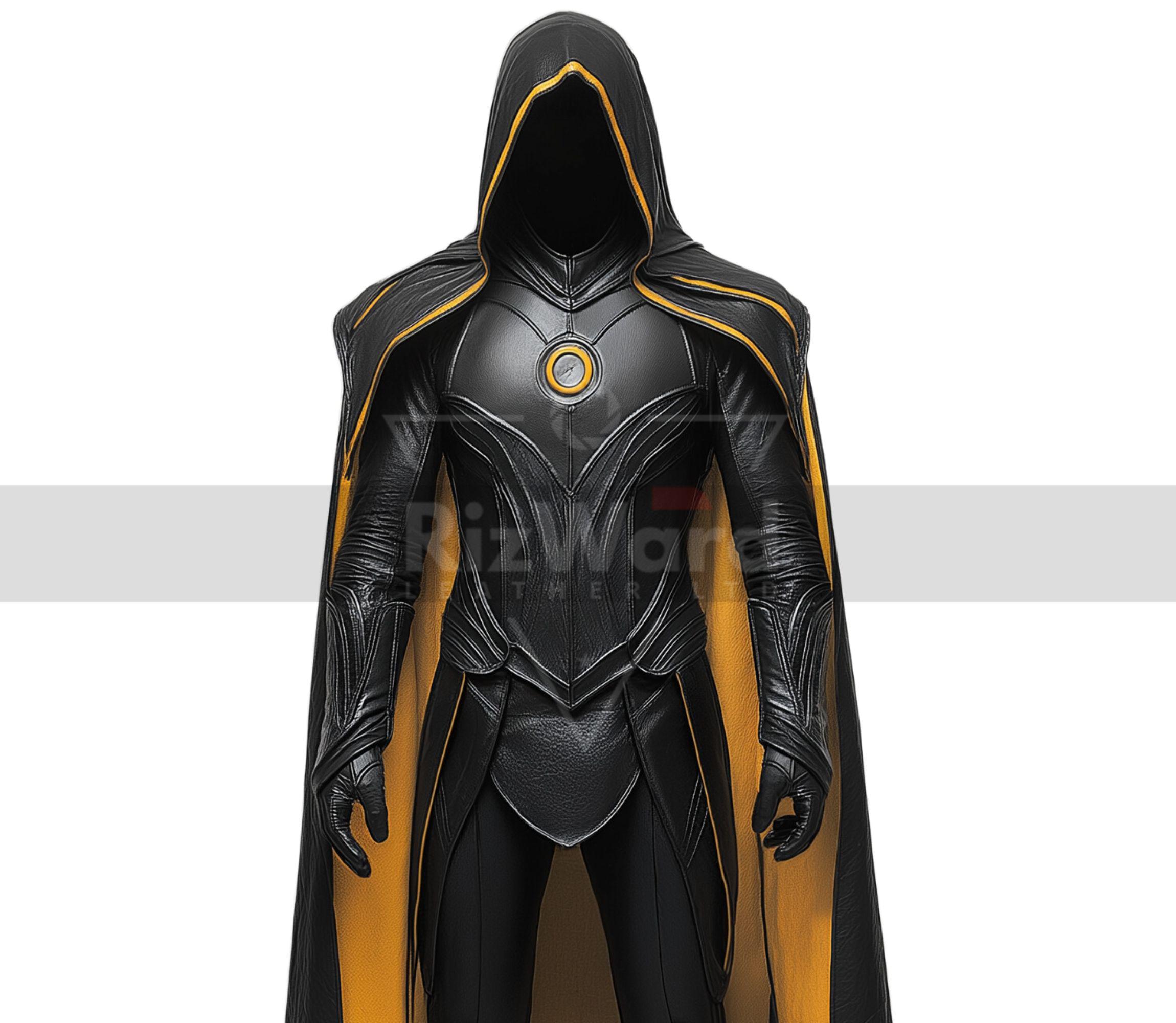 Handmade Black and Yellow Leather Hooded Cloak With Armour: Cosplay ...