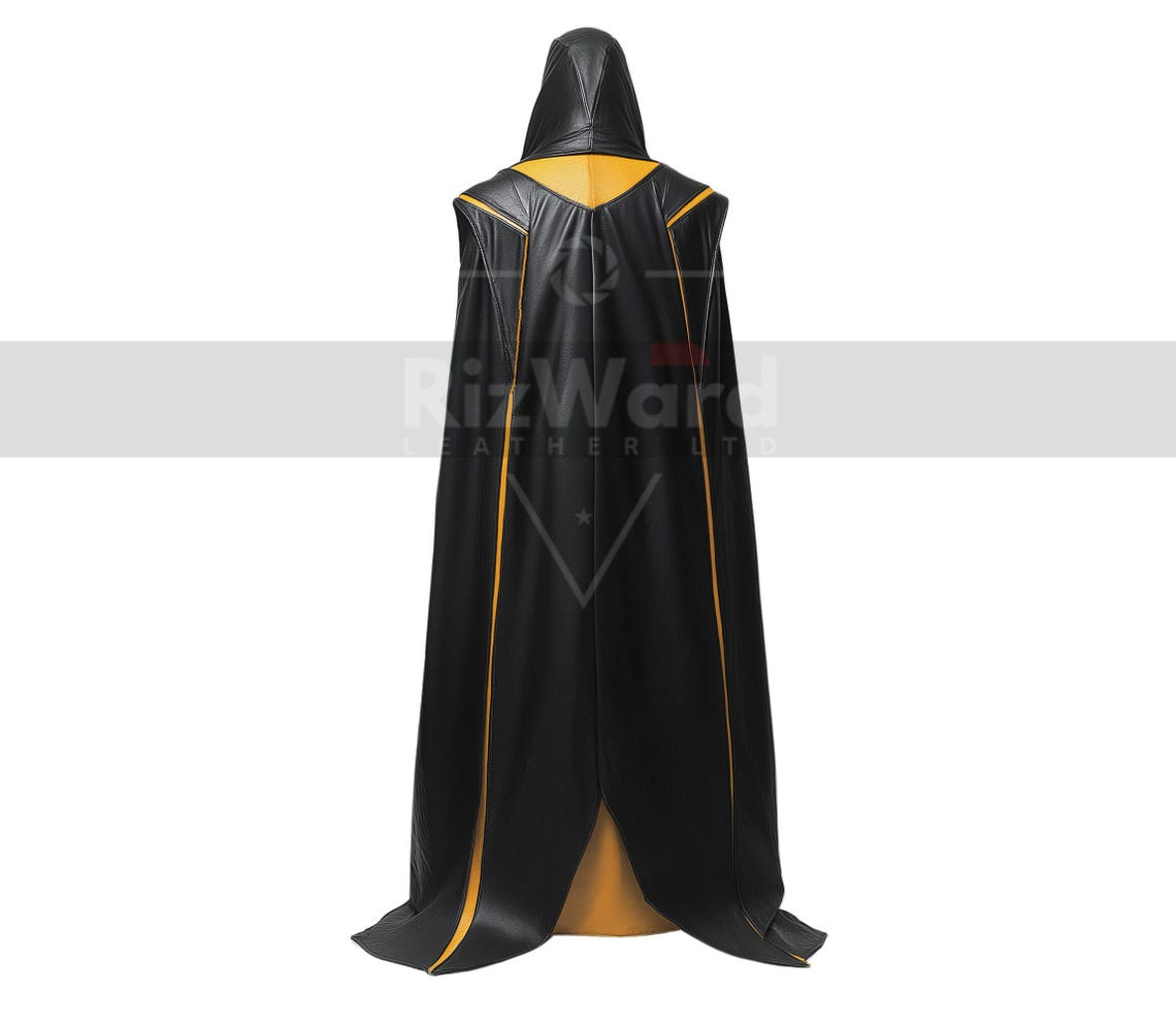 Handmade Black and Yellow Leather Hooded Cloak With Armour: Cosplay ...