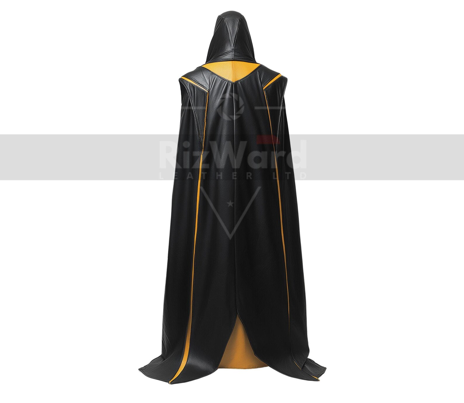 Handmade Black and Yellow Leather Hooded Cloak With Armour: Cosplay ...