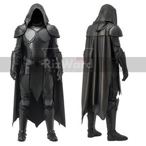 Black Leather Medieval Cloak Armour: Knight Cosplay Costume - Etsy