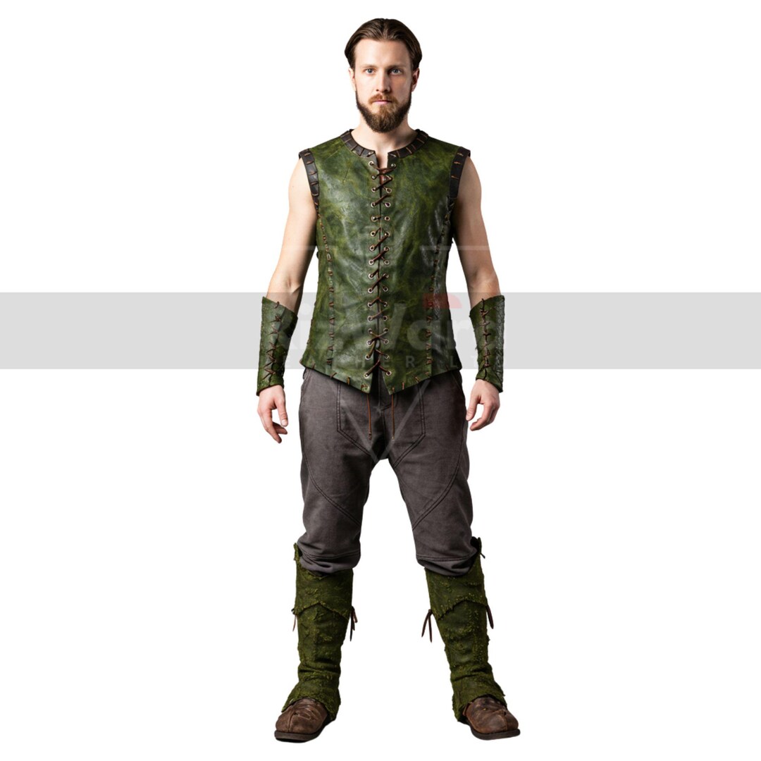 Exclusive Elven Ranger Leather Vest – Handcrafted Green Fantasy Armor ...