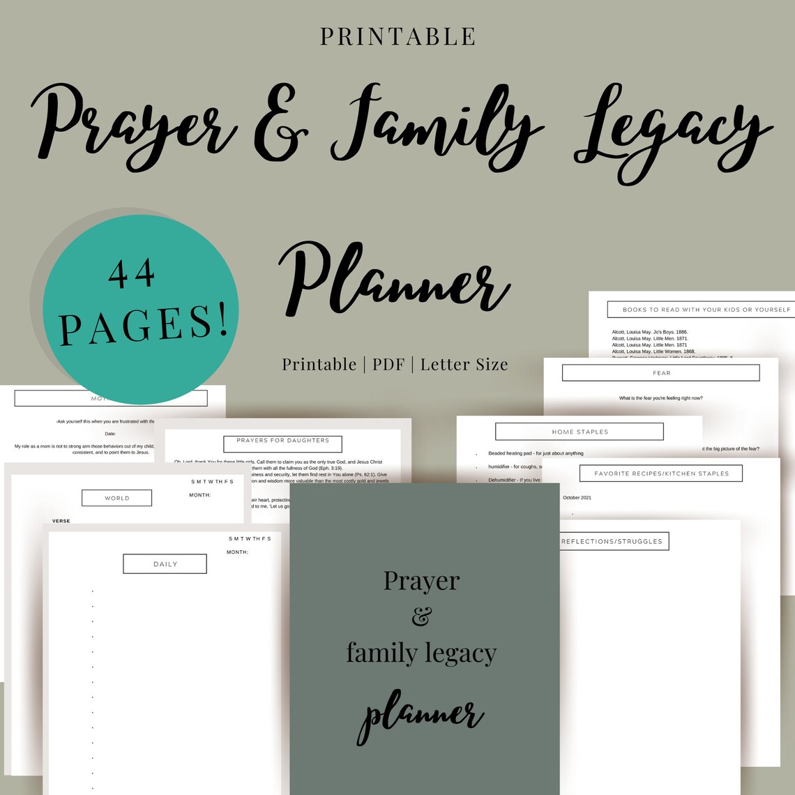 Prayer & Family Home Planner, Printable Planner, Prayer Journal, Prayer ...