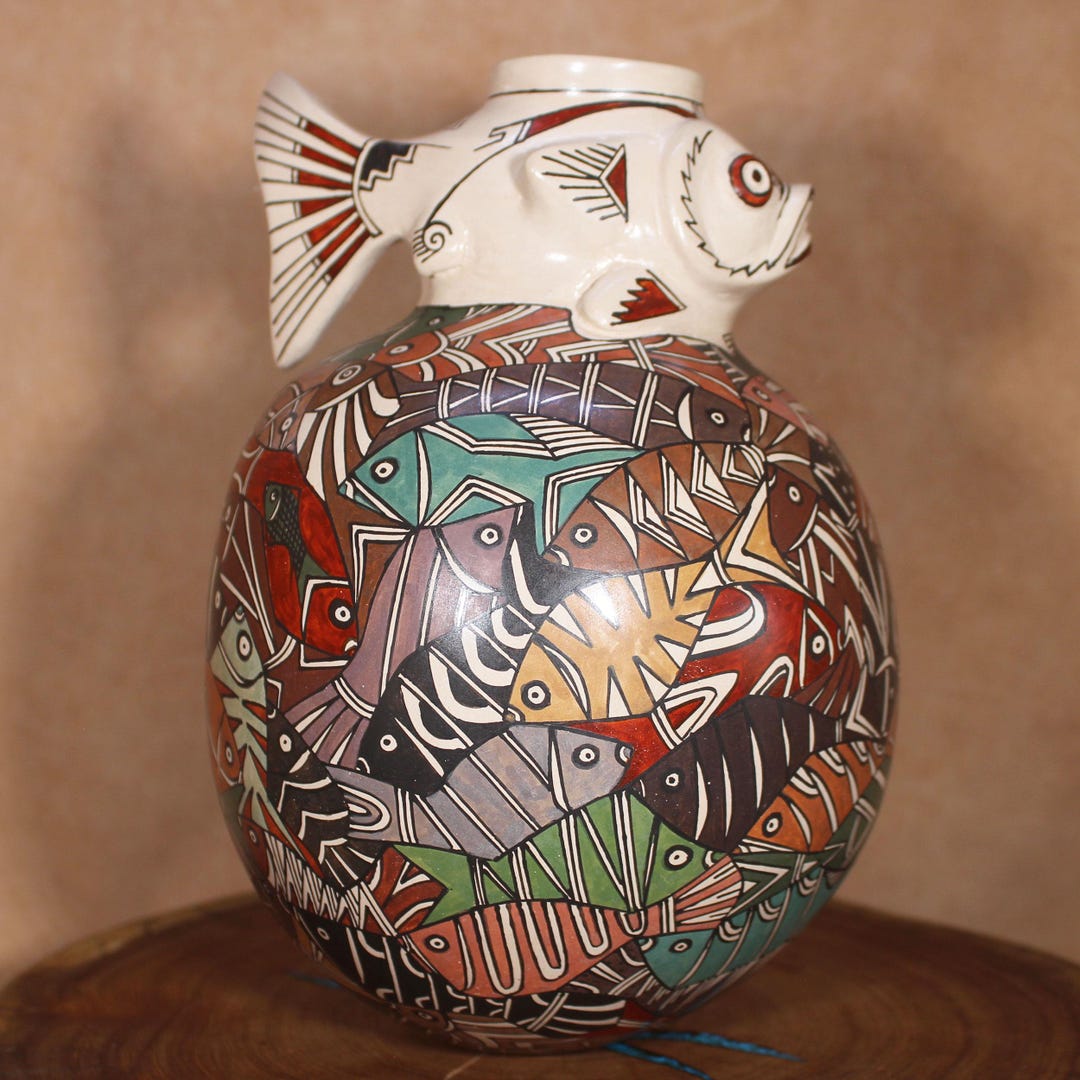 Mata Ortiz Fish on Pottery Señor Manuel Guillen Chihuahua Mexico Artist ...