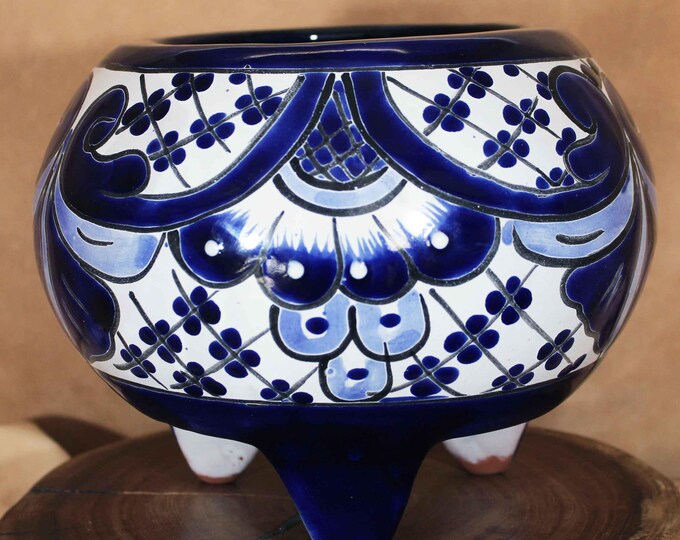Deep Blue White Talavera Bright Cheerful Ceramic Garden Flower Pottery ...