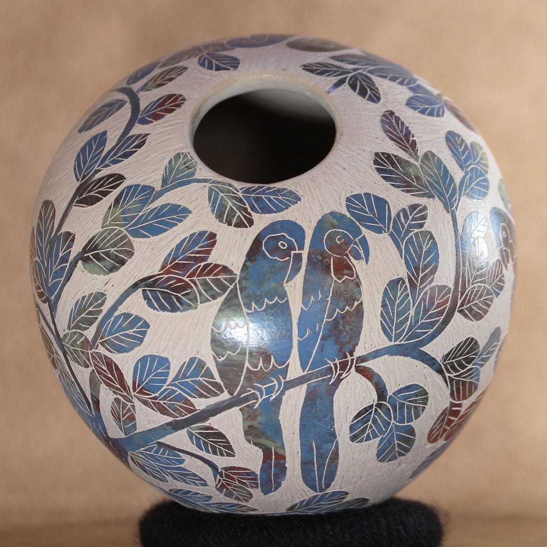 Mata Ortiz Pottery Woman Artist Armida Corona White Clay Nature Scene ...