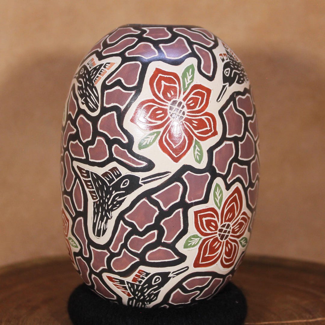 Artist Brenda Zubia Mata Ortiz Pottery Pastel Lavender Glaze Design ...
