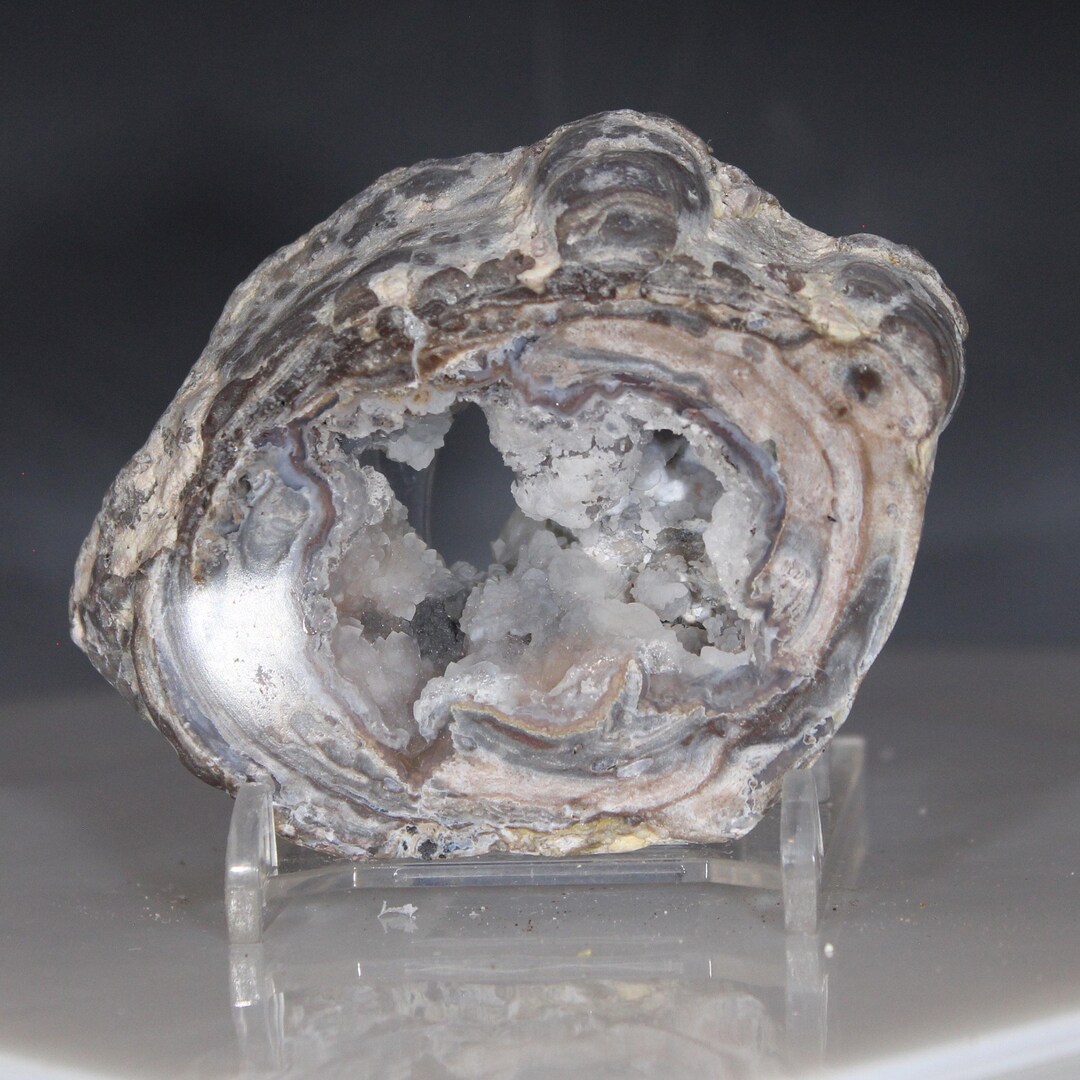 Double Chamber Open Window Soft Blue Druzy Quartz Dugway Geode Half ...