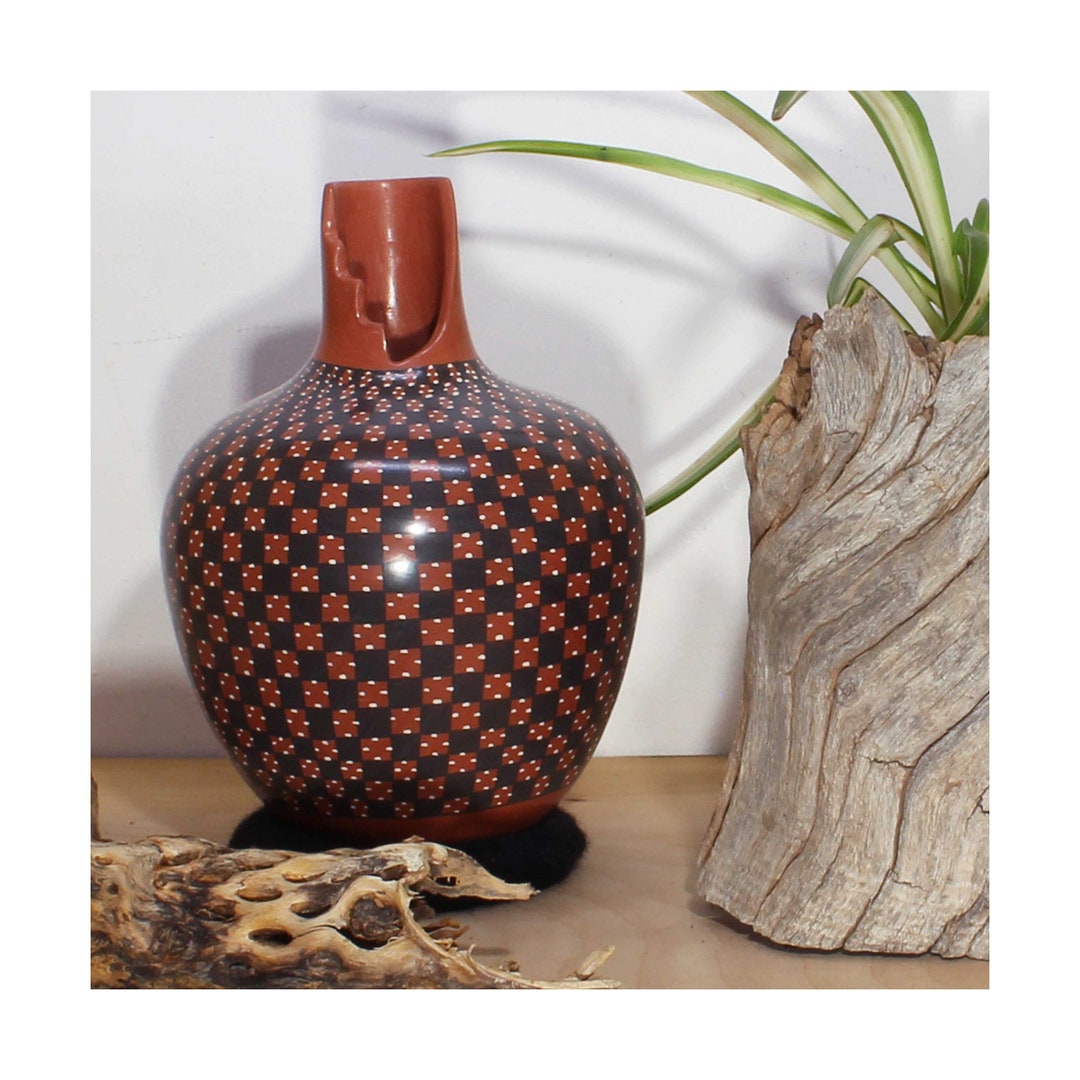 Mata Ortiz Mexican Pottery Handmade Native American Checker Pattern ...