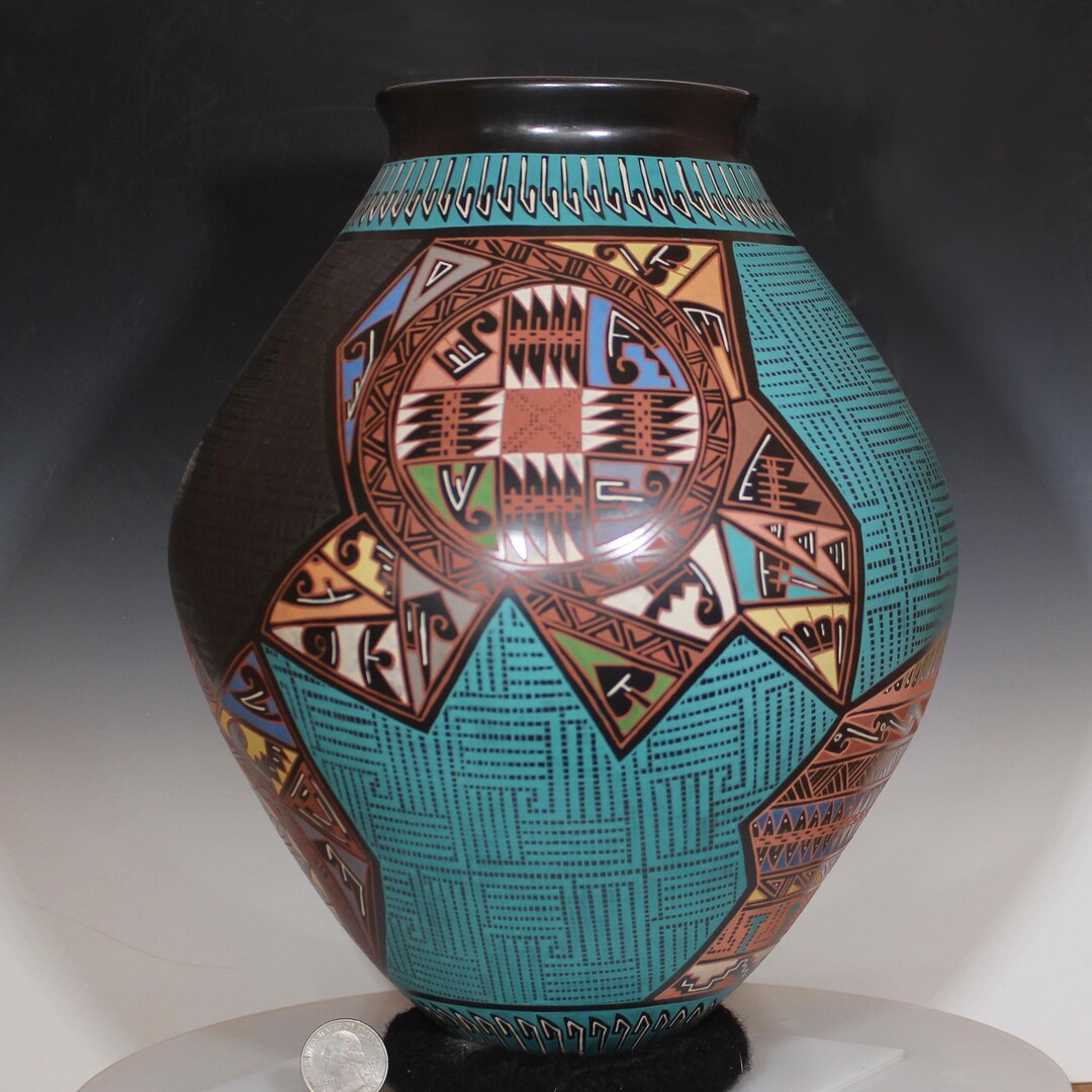 Mata Ortiz Mexican Pottery Large Astonishing Geometric Effects Design ...