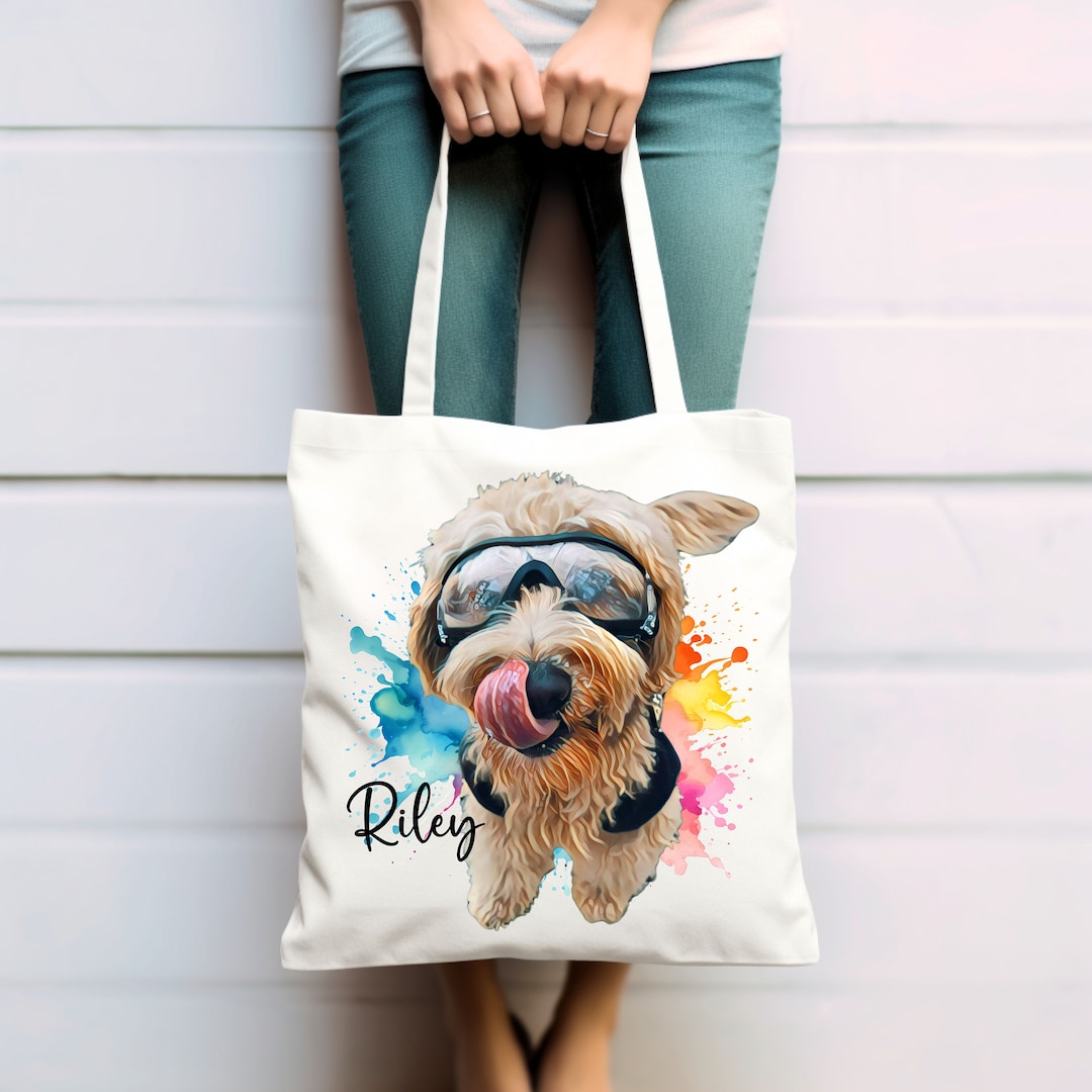 Custom Dog Tote Bag Gift for Animal Lover Using Photo Custom Pet Name ...