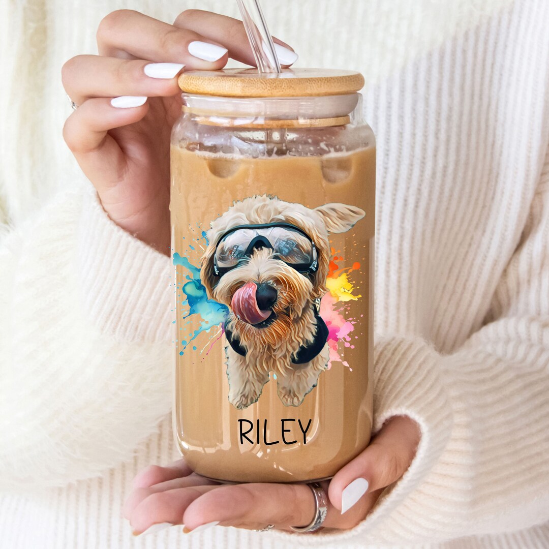 Custom Dog Beer Can Glass With Bamboo Lid, Personalized Pet Lover Gift ...