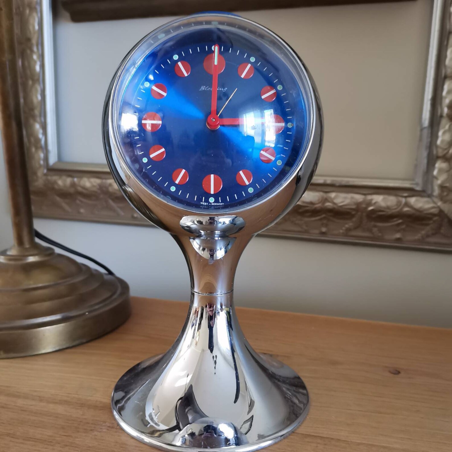 Blessing Space Age Chrome Alarm Clock-vintage Clock Blue Dial - Etsy