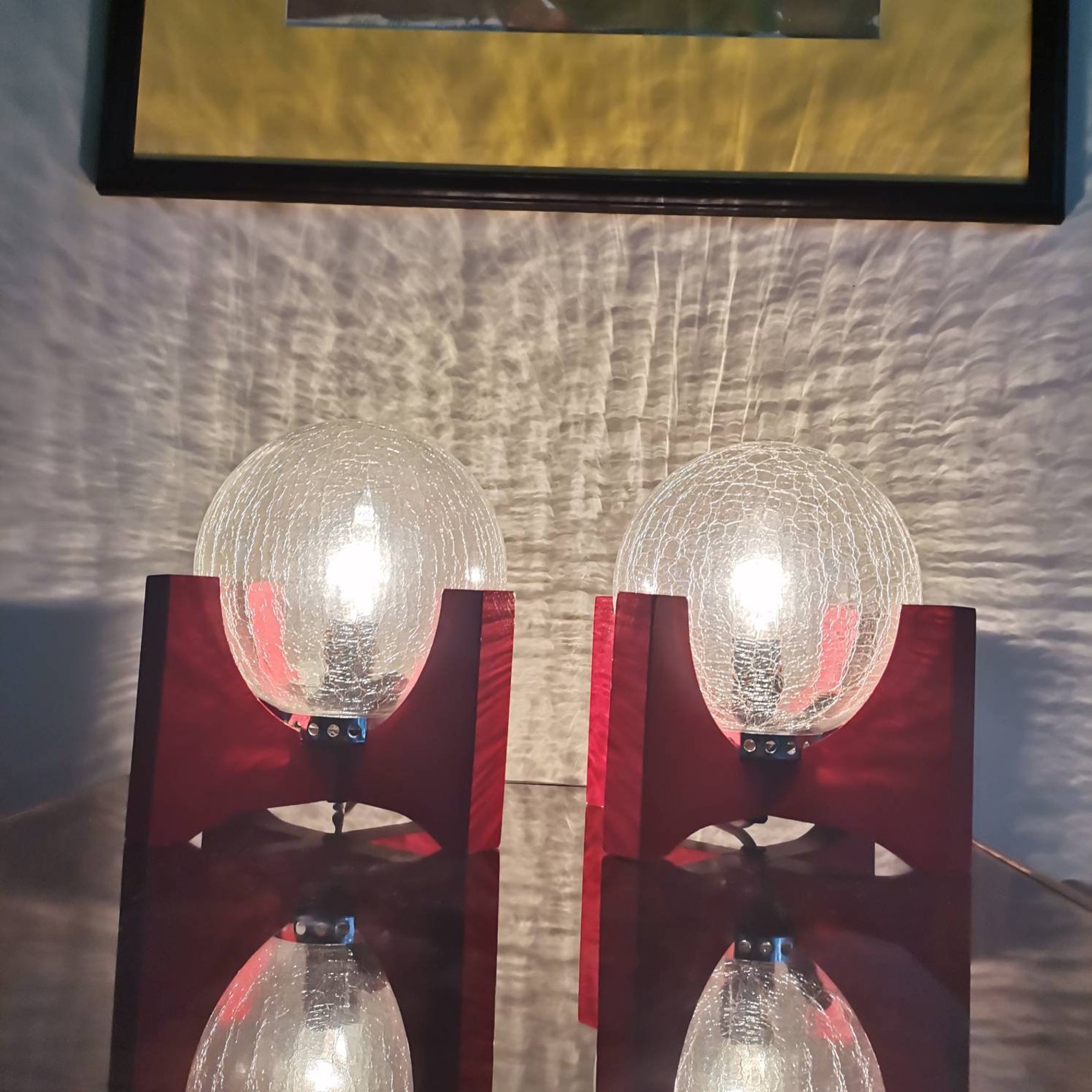 Vintage Pair Red Lamps From 70s / Space Age Pair Desk or Table - Etsy