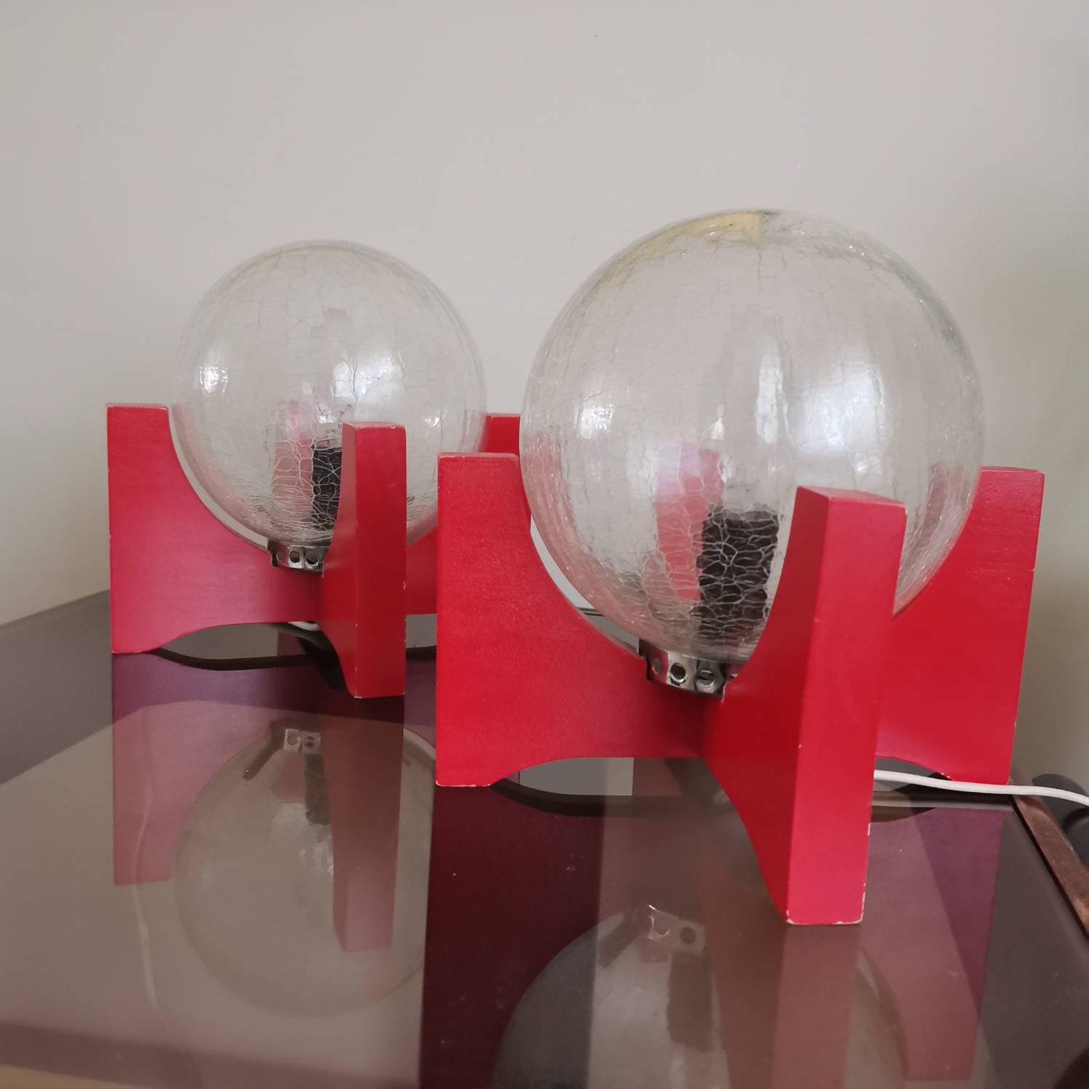 Vintage Pair Red Lamps From 70s / Space Age Pair Desk or Table - Etsy