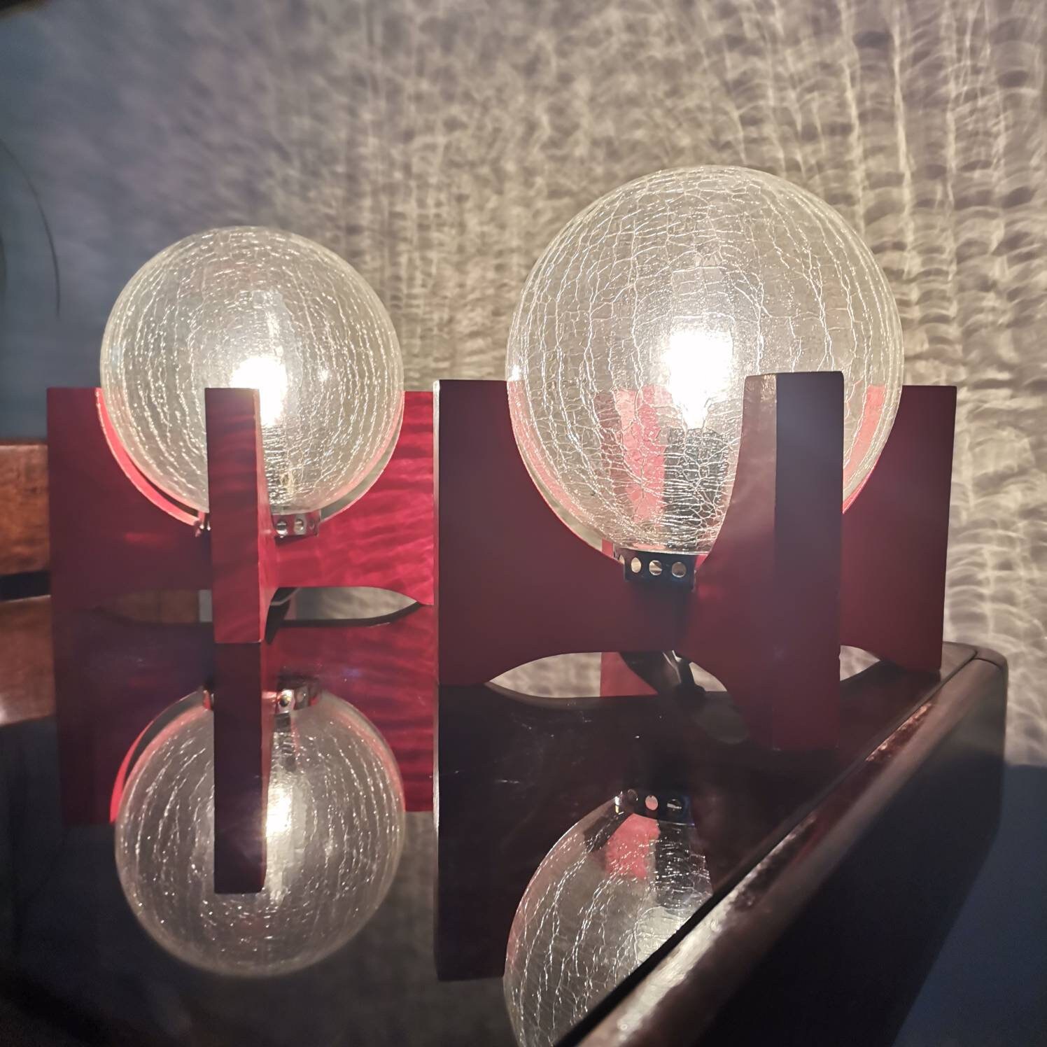 Vintage Pair Red Lamps From 70s / Space Age Pair Desk or Table - Etsy