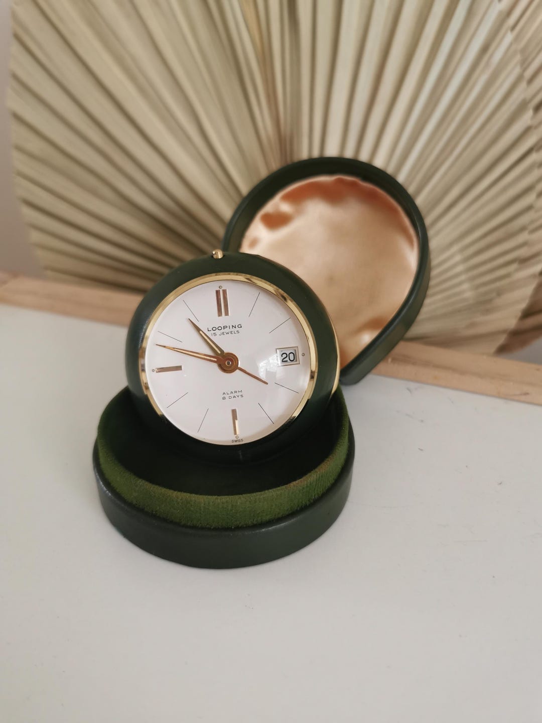 Vintage Looping Swiss Desk Clock: 15 Jewels, 8-day Alarm - Etsy