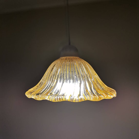 Vintage Glass Pendant Lamp With Gold Colored Sequins Mid Century Glass Pendant Lamp Vintage Home Lighting Retro Lighting Etsy Canada