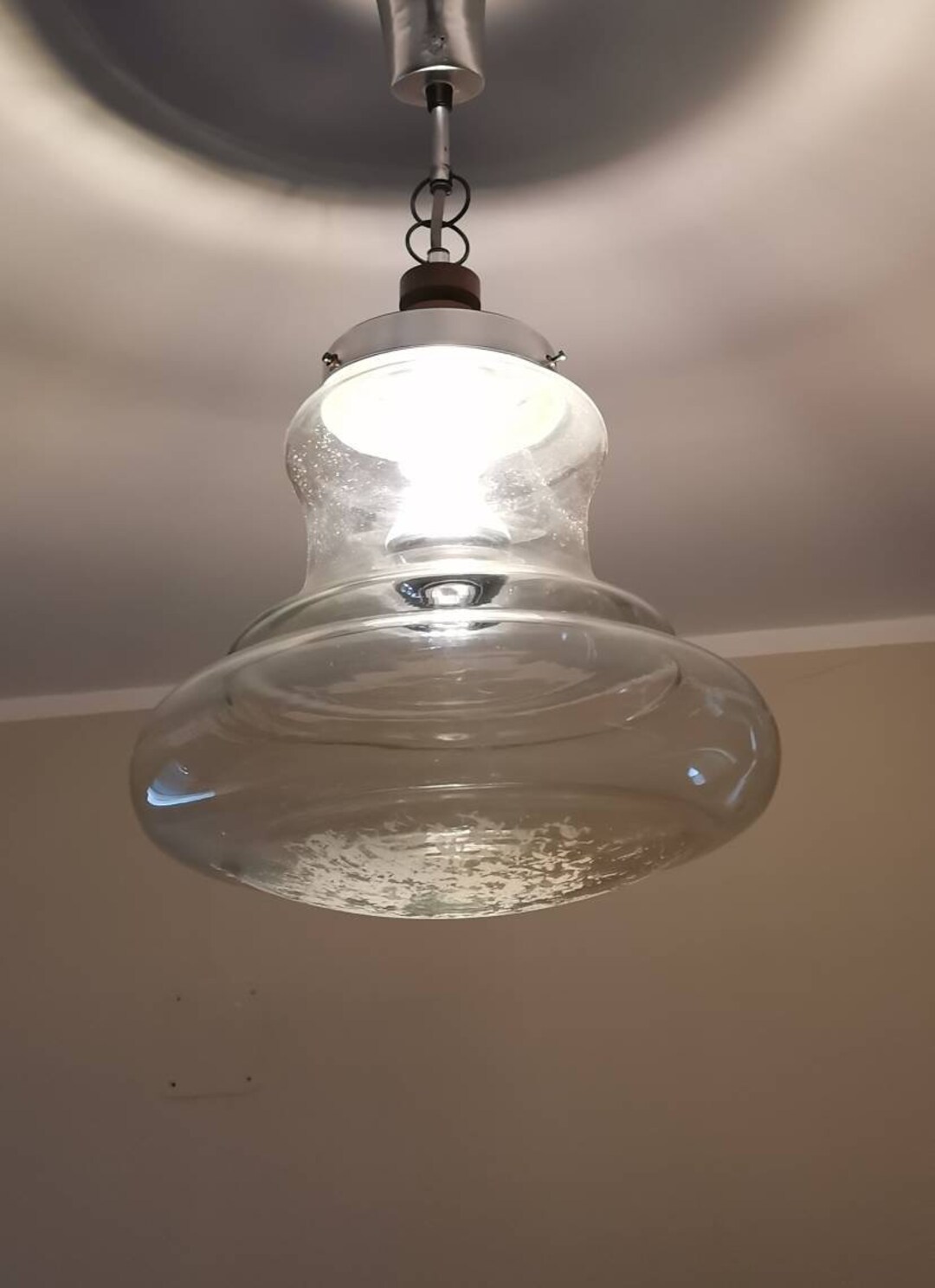 Vintage Transparent Glass Pendant Lamp - Mid Century Home Lighting - Etsy