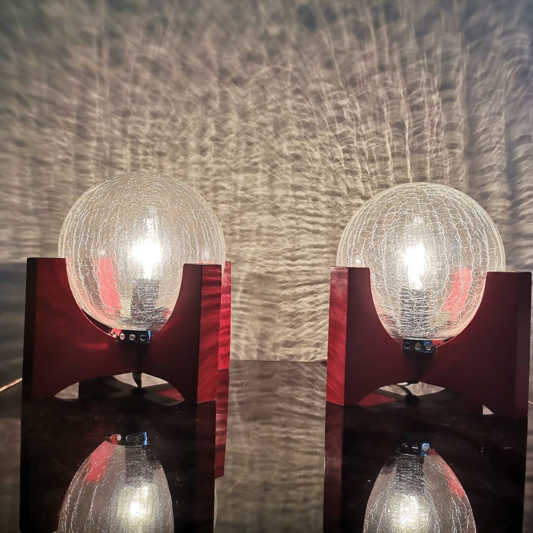 Vintage Pair Red Lamps From 70s / Space Age Pair Desk or Table Lamps ...