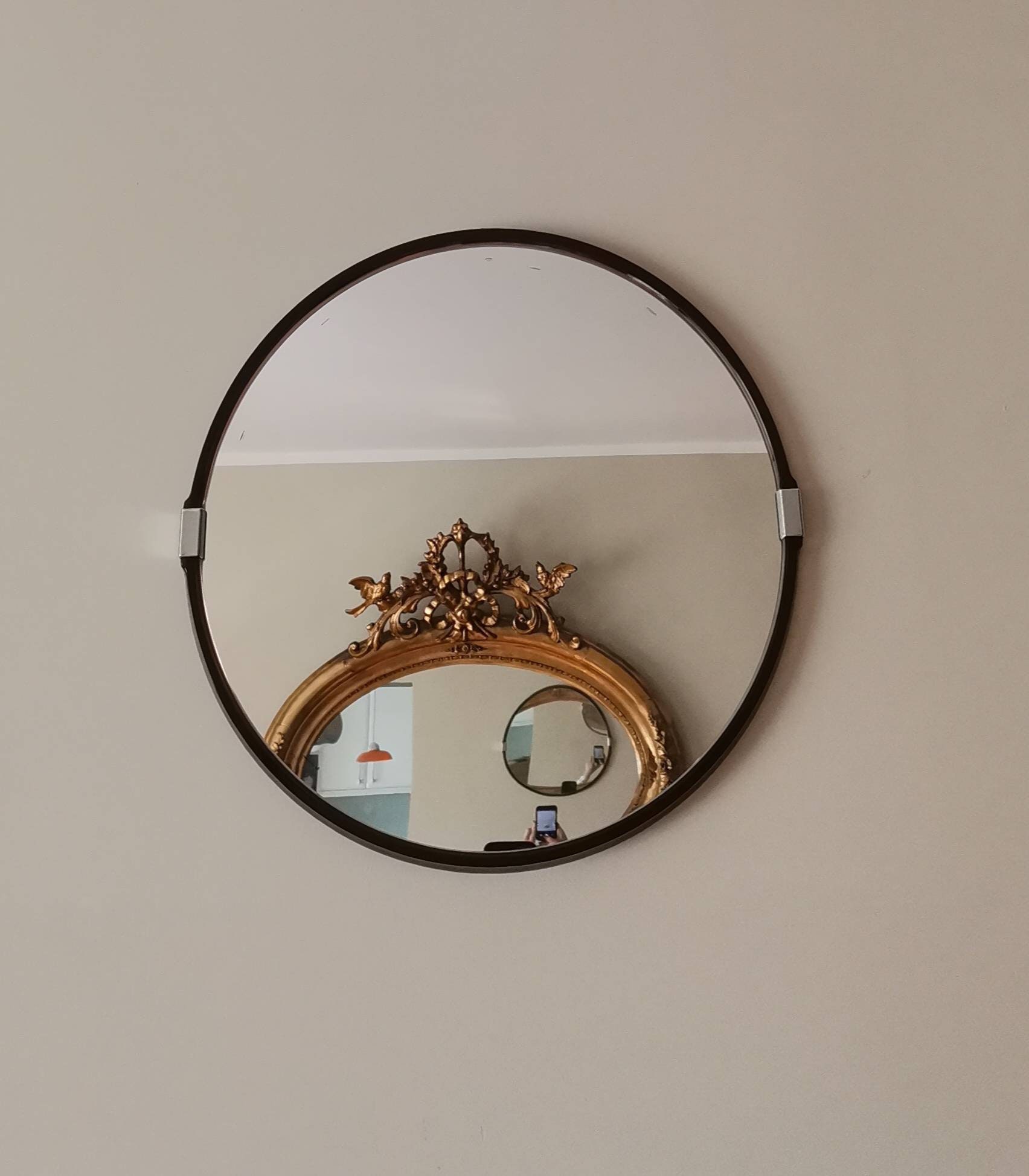 Vintage Plastic Round Mirror/ Retro Brown Mirror/space Age - Etsy