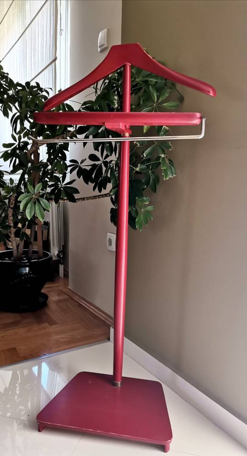 Vintage Red Wooden Clothes Hanger - Mid Century Bedroom Accessory - Etsy