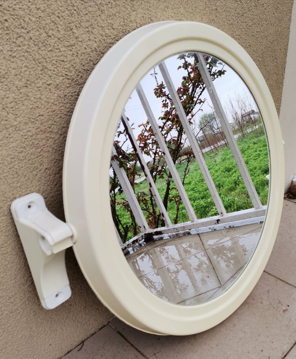 Vintage Plastic Round Mirror Retro White Mirror Space Age | Etsy